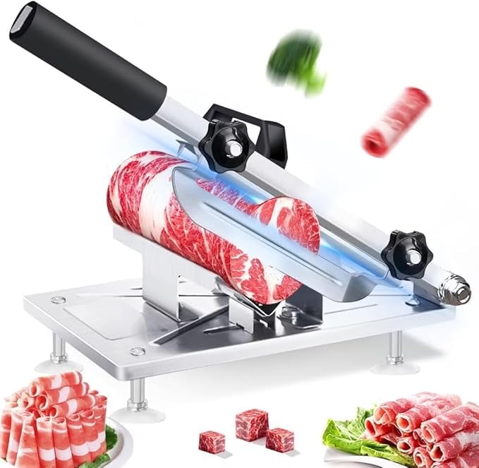Ihvewuo Frozen Meat Slicer, Stainless Steel Manual Cutter, Adjustable ...