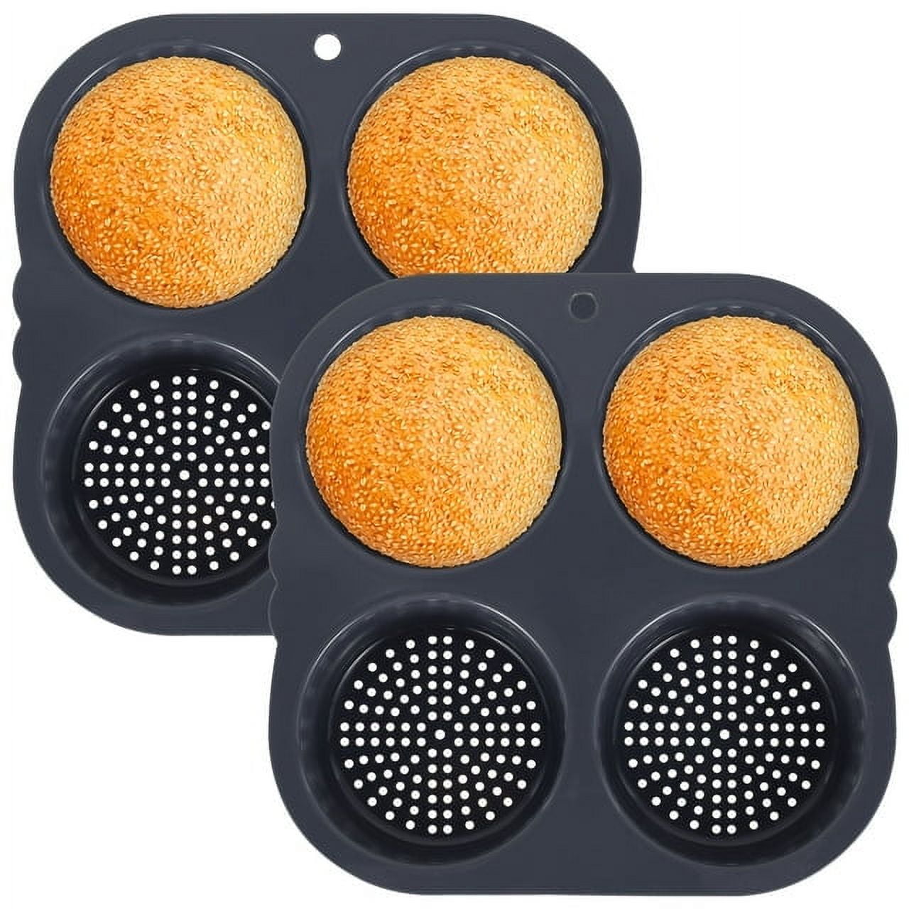 Ihvewuo Hamburger Bun Mold, 2 Pack Silicone Non-stick Hamburger Bread ...