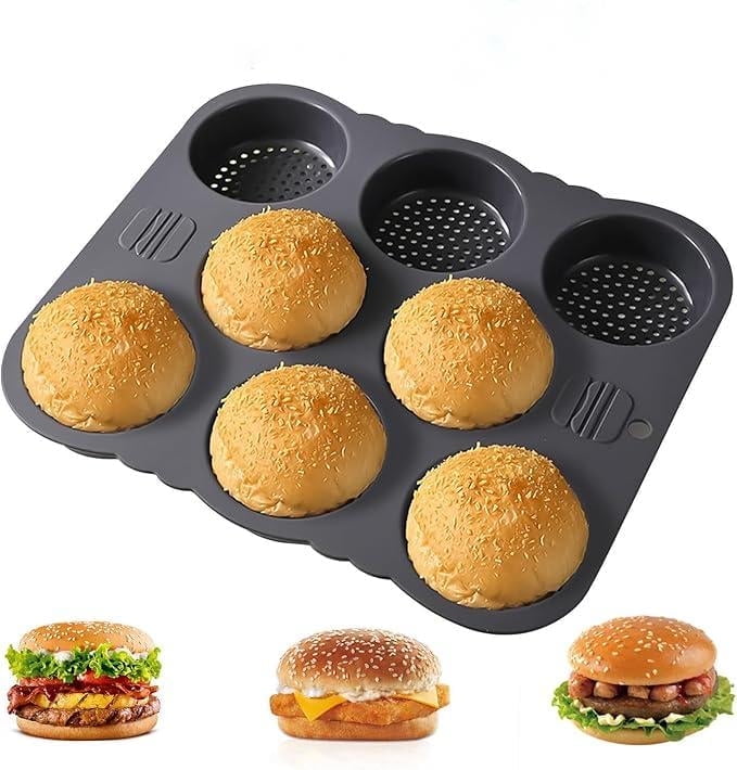 Ihvewuo Hamburger Bun Pan 8/12 Cavity Reusable Non Stick Hamburger Bun ...