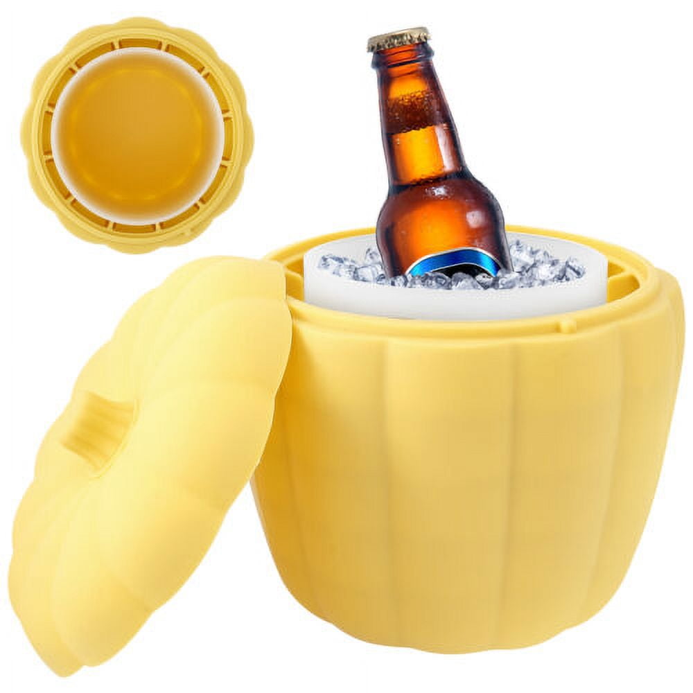 Ihvewuo Ice Cube Molds Pumpkin Shape Silicone Ice Bucket with Lid 2 In ...