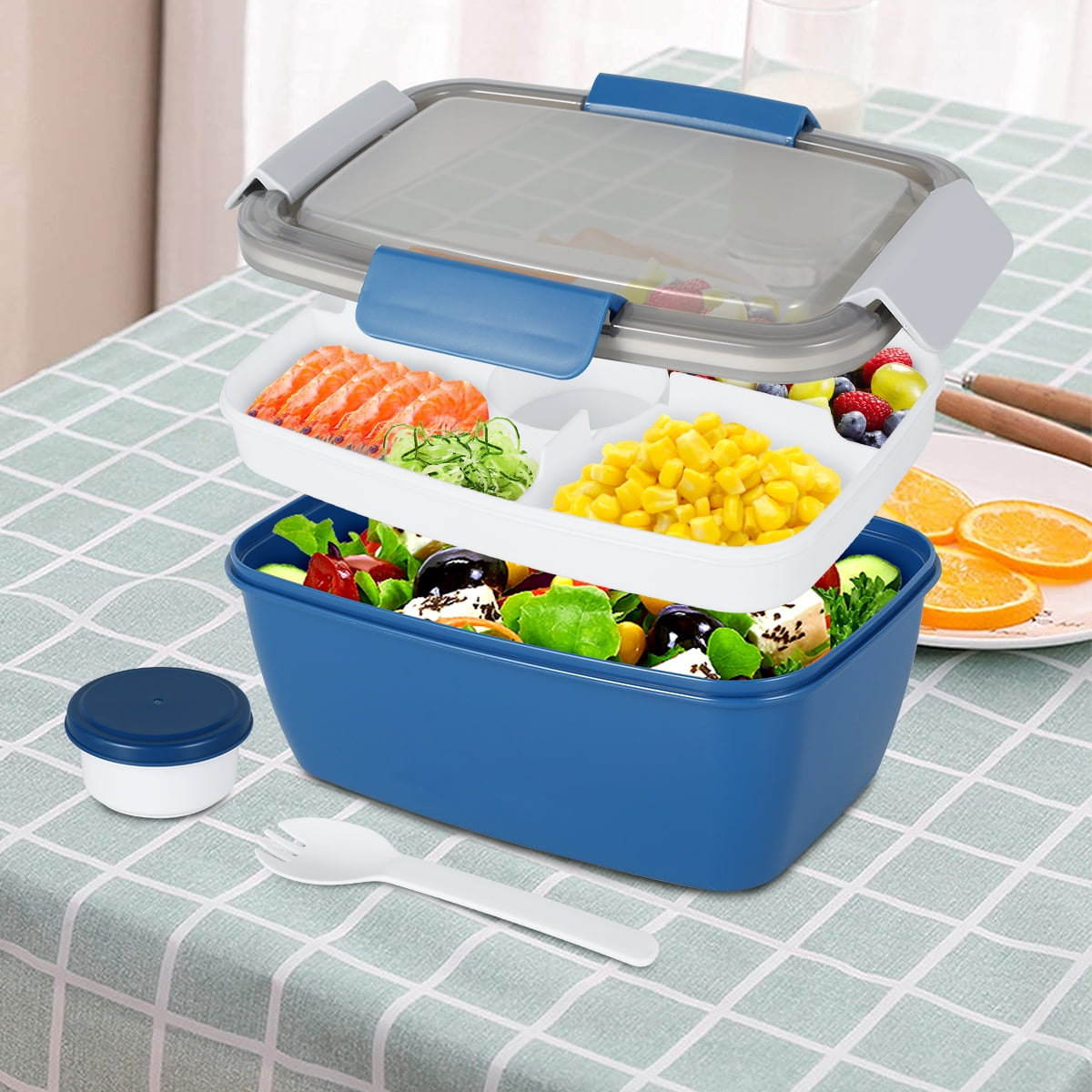 Ihvewuo Large Salad Lunch Container Adult Bento Lunch Box with 68 oz ...
