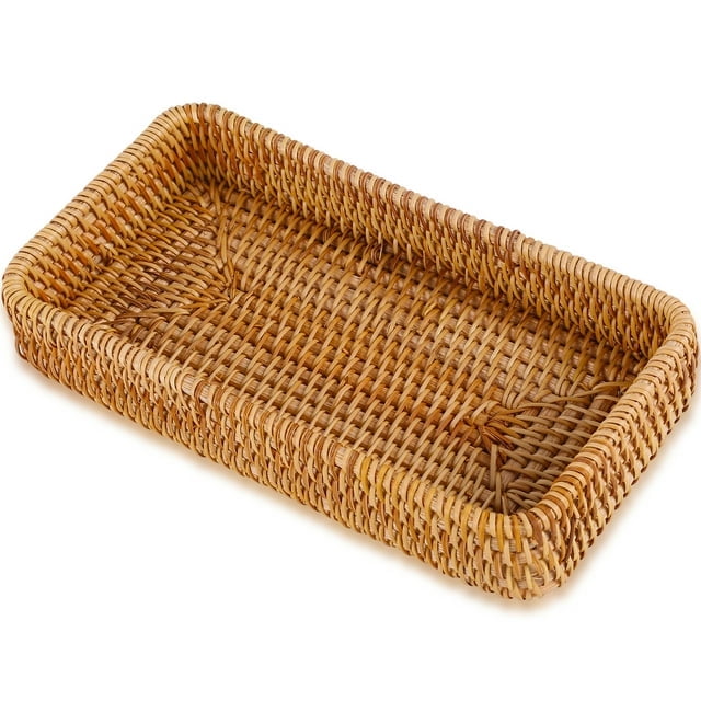 Ihvewuo Rattan Serving Tray Rectangular Woven Basket Tray Decorative ...