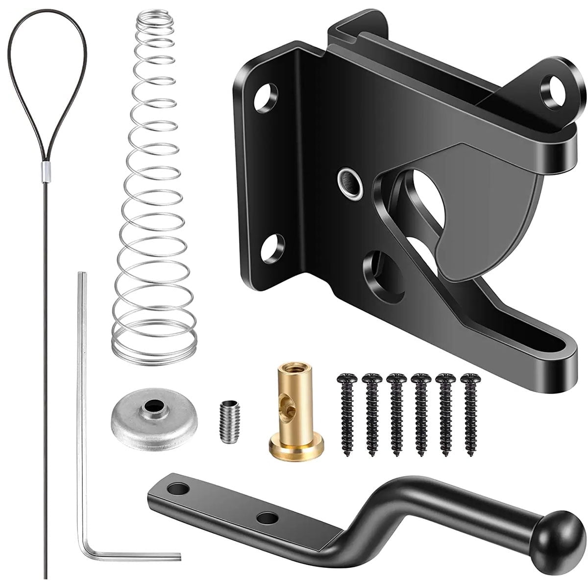 Ihvewuo Self-Locking Gate Latch, Carbon Steel, Heavy Duty, Automatic ...
