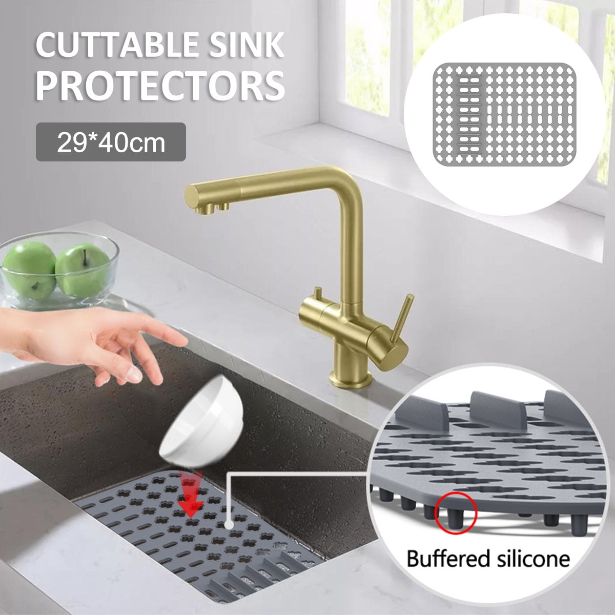 Ihvewuo Silicone Sink Protector Heat-Resistant Sink Liner Mat Anti Slip ...
