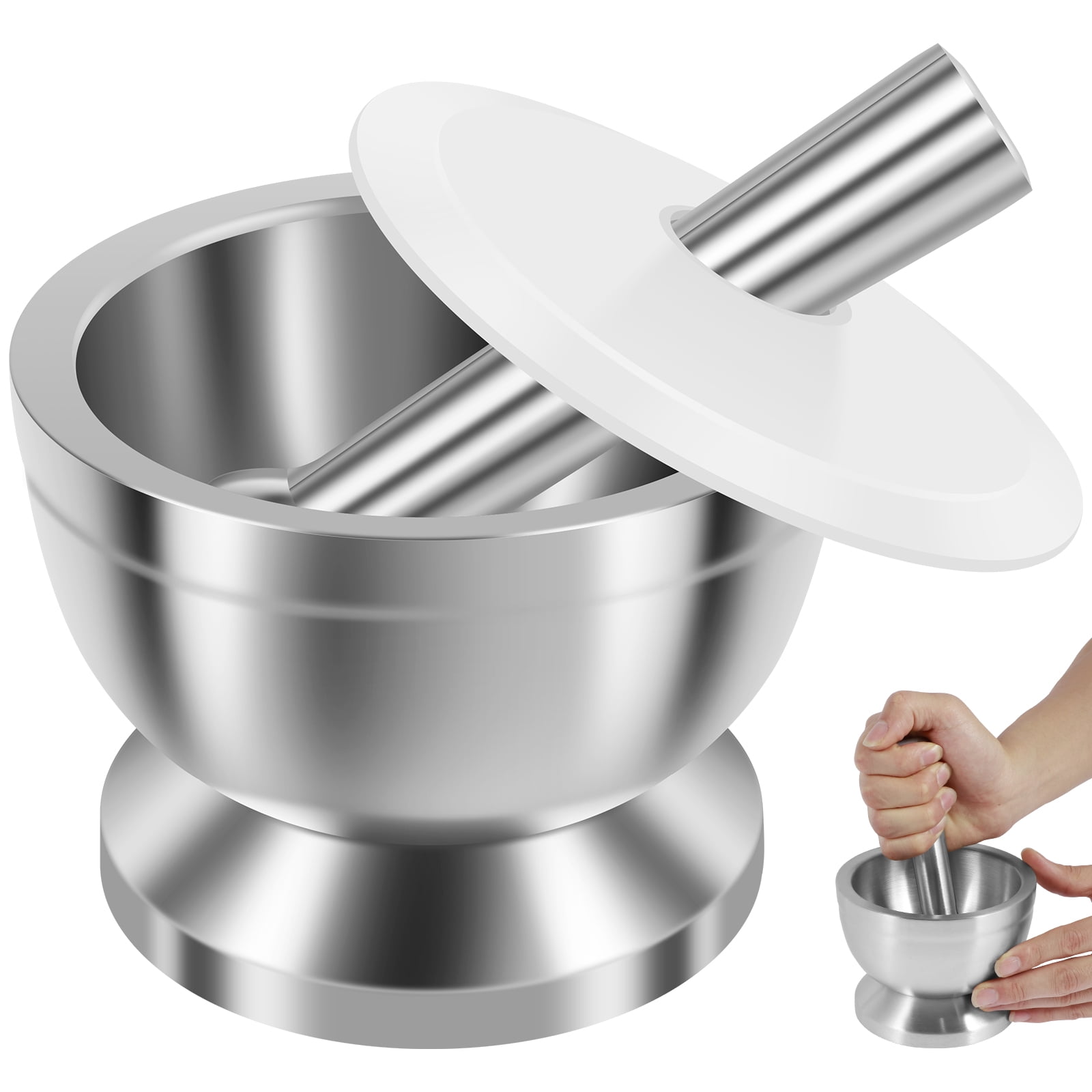 Ihvewu Stainless Steel Mortar and Pestle Set Efficient Spice Grinder ...