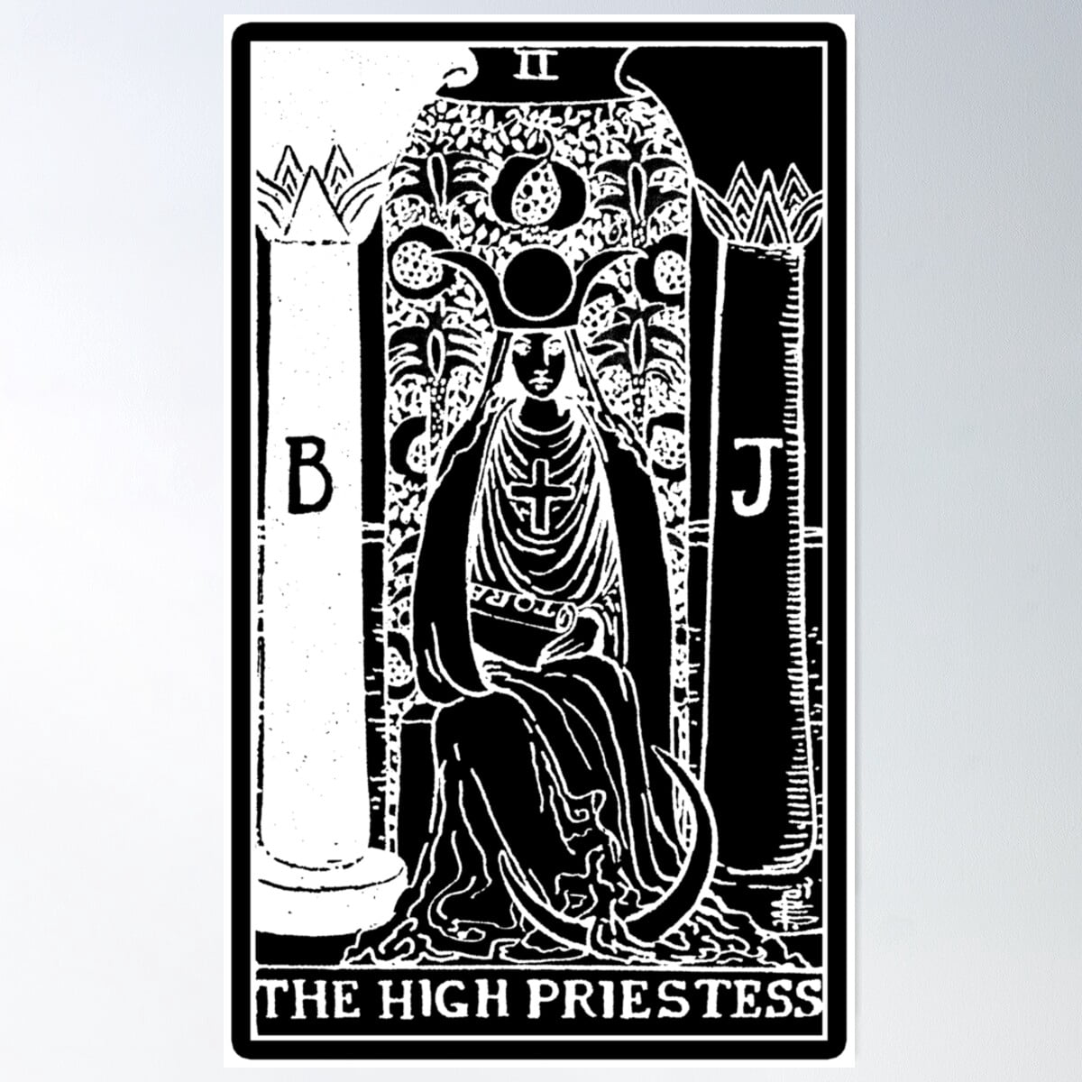Ii. The High Priestess Tarot Card | Obsidian And Pearl Poster Wall Art ...