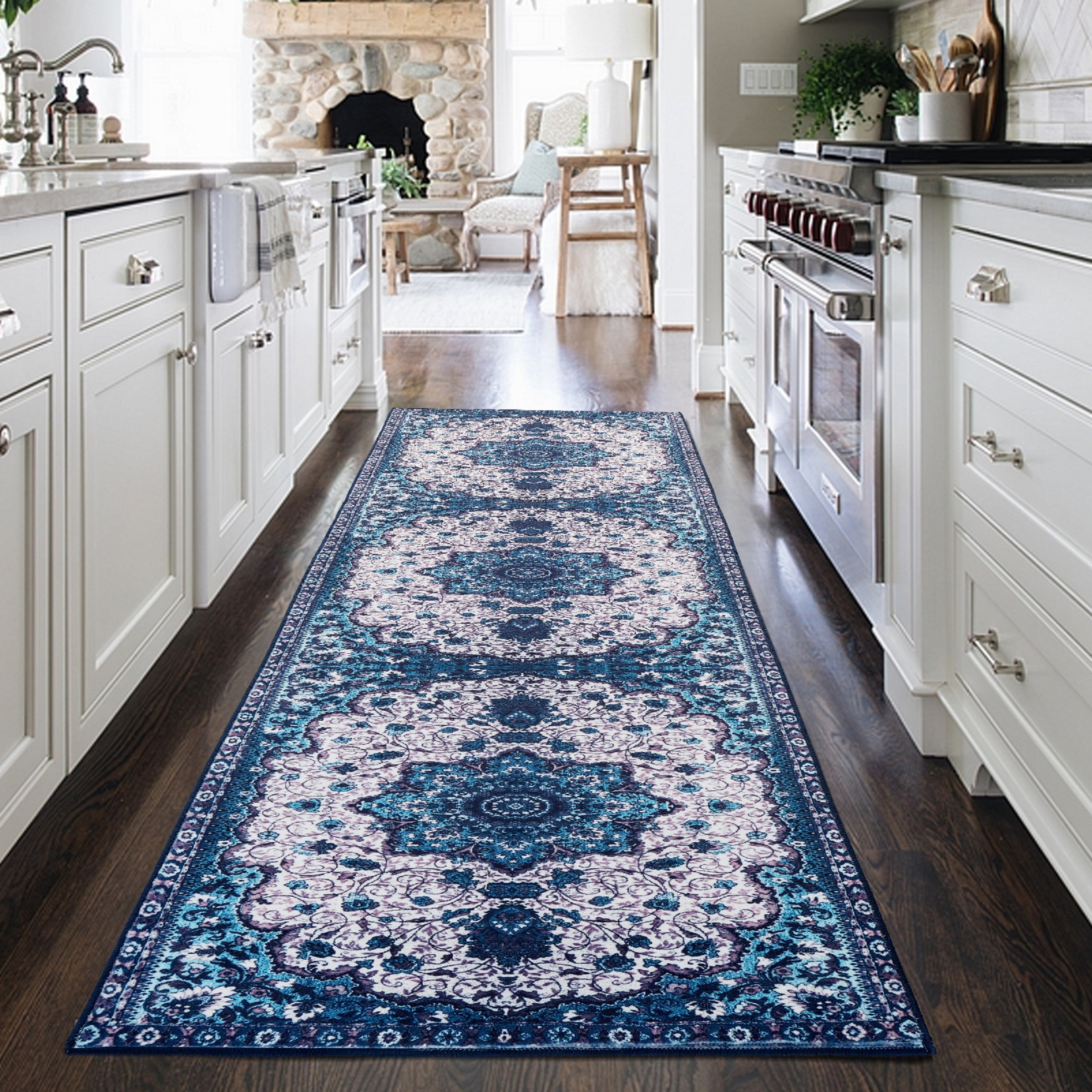 Iiecnee Area Rug 5x7 Living Room Blue Rug Floor Indoor Floral Print ...
