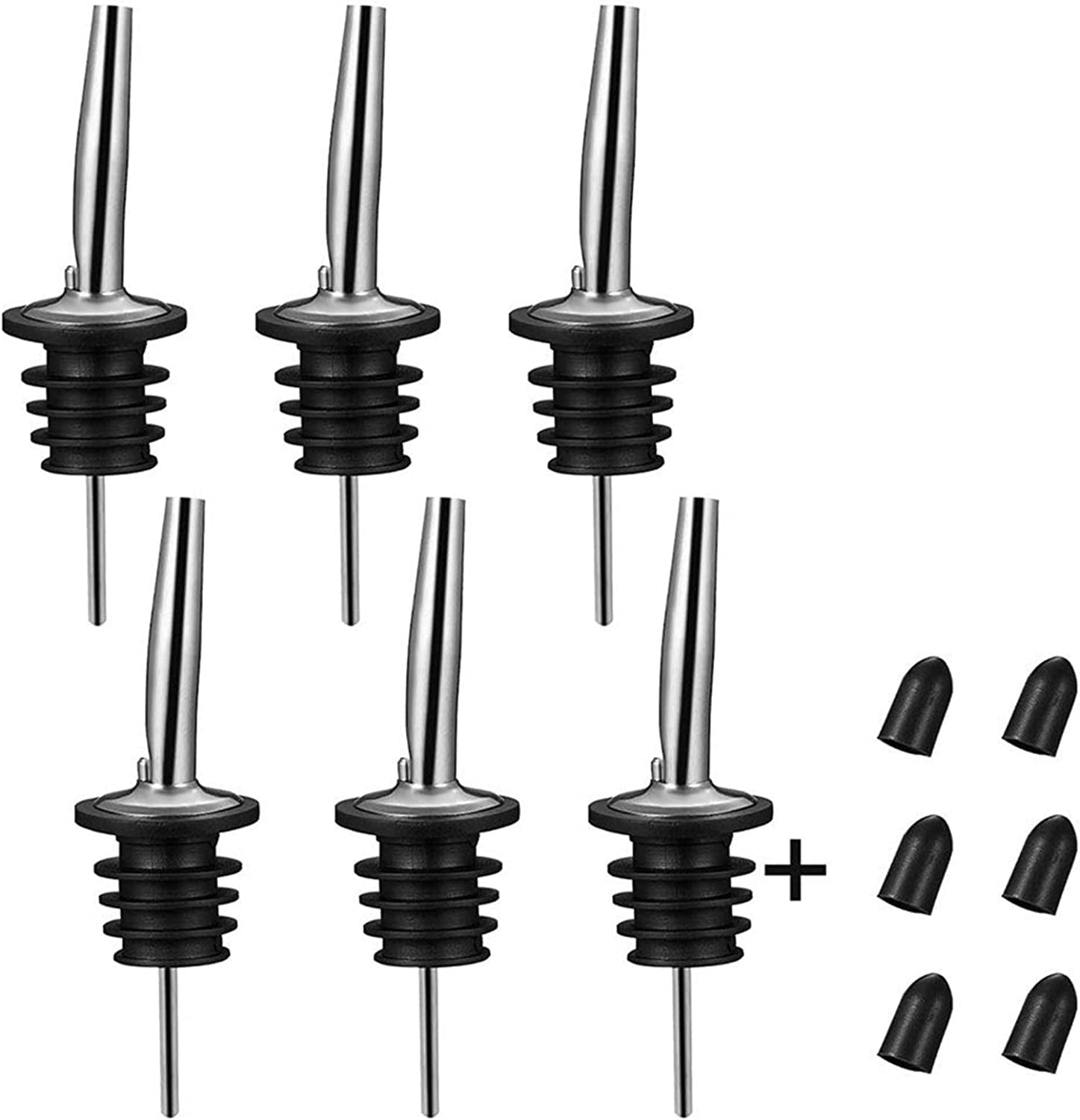 Iiquor bottle pourers 6pcs Stainless Steel Wine Bottle Stopper Liquor ...