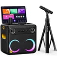 Ikarao Karaoke Machine with Mics Stand, Portable Bluetooth Speaker, 2 ...