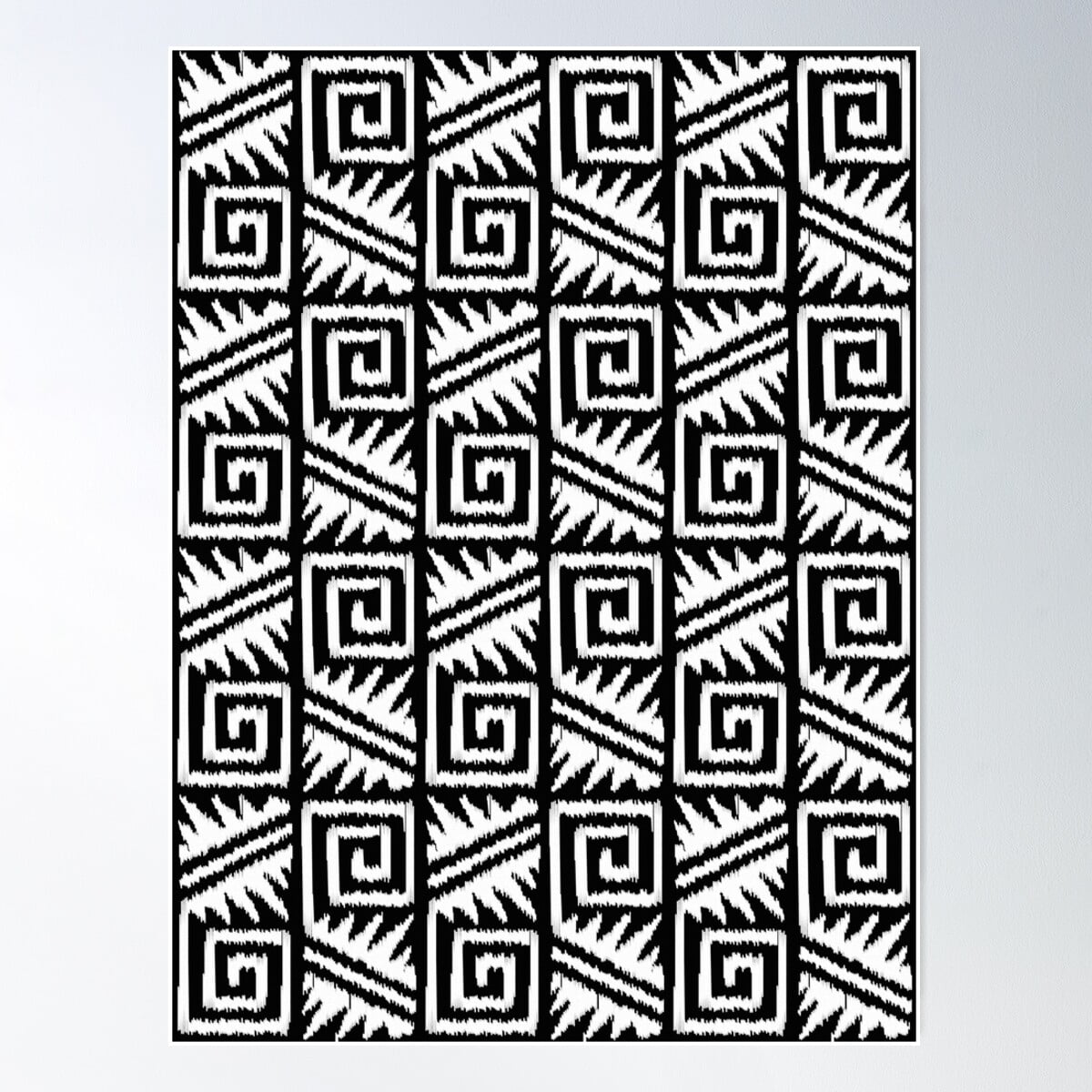 Ikat Aztec Tribal, Black And White Poster Wall Art, Modern Wall Decor ...
