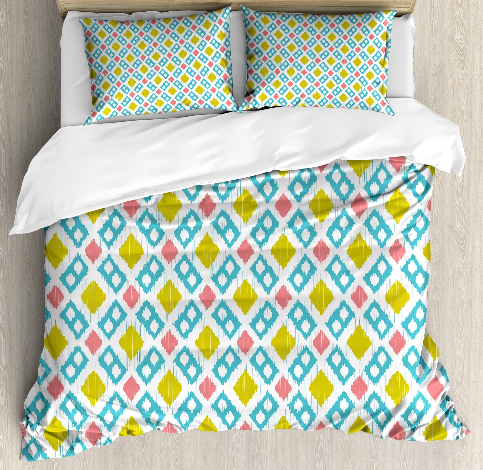 Ikat Duvet Cover Set, Various Sized Different Ikat Lines Blurred ...