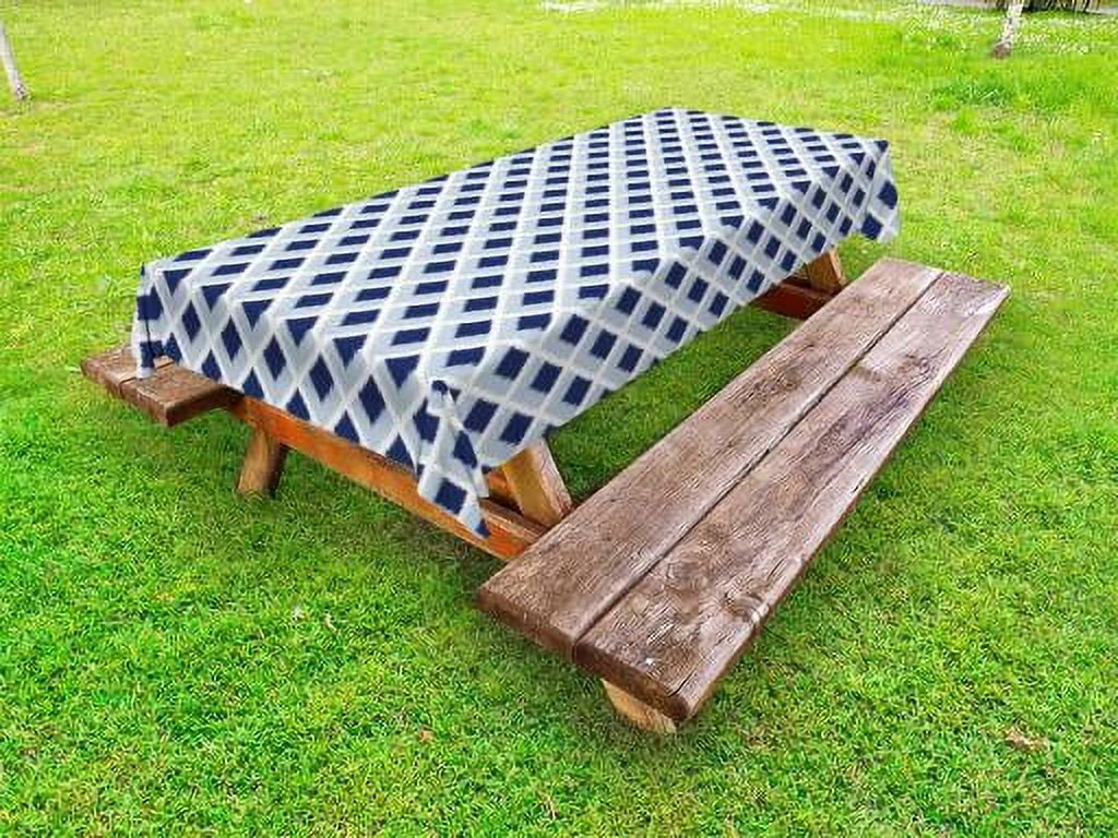 Ikat Outdoor Tablecloth, Traditional Classic Pattern in Blue Tones and ...