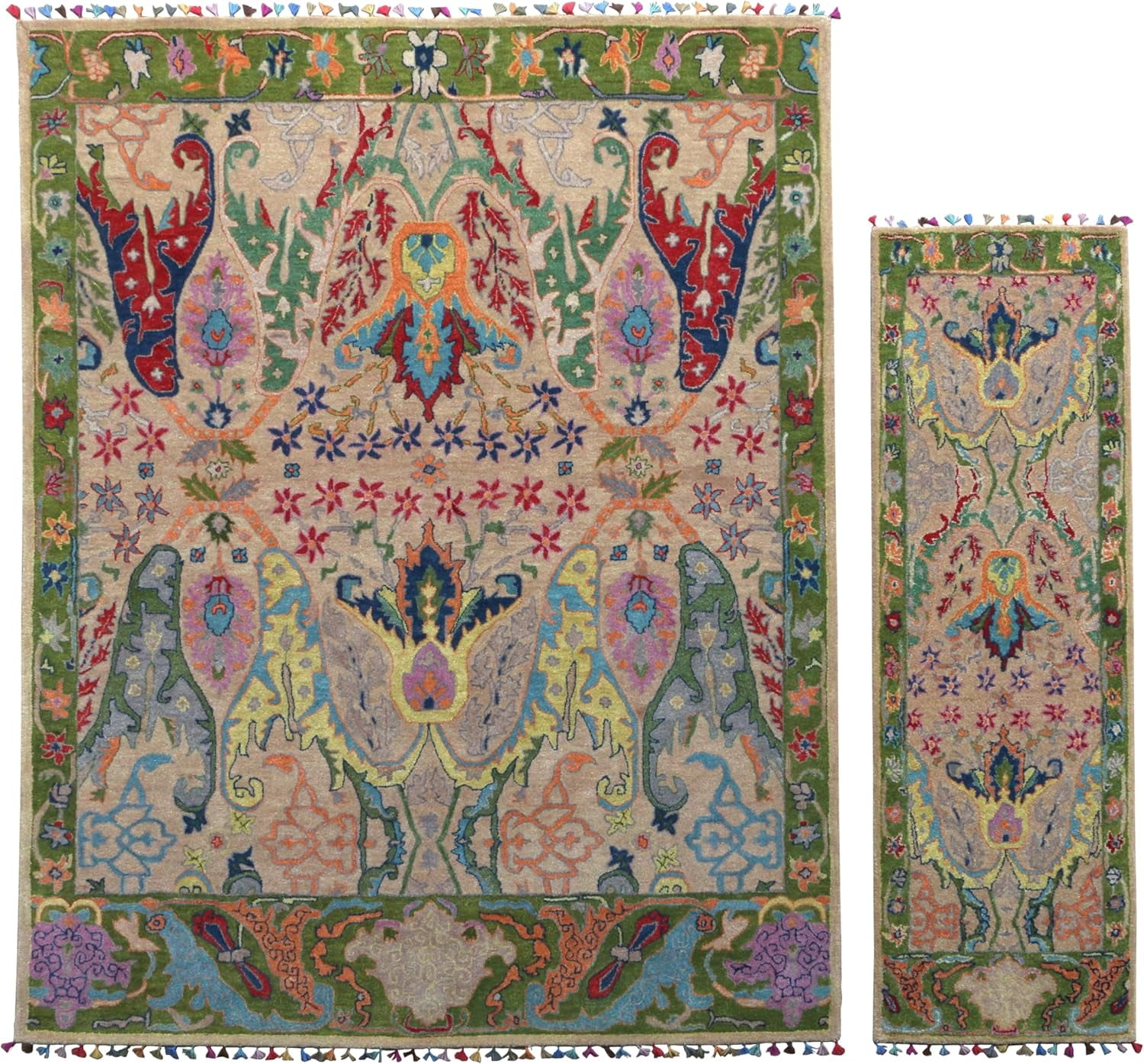 Ikat Pink 6' X 9'Area Rug Handcrafted Motif Floral Design Oriental ...