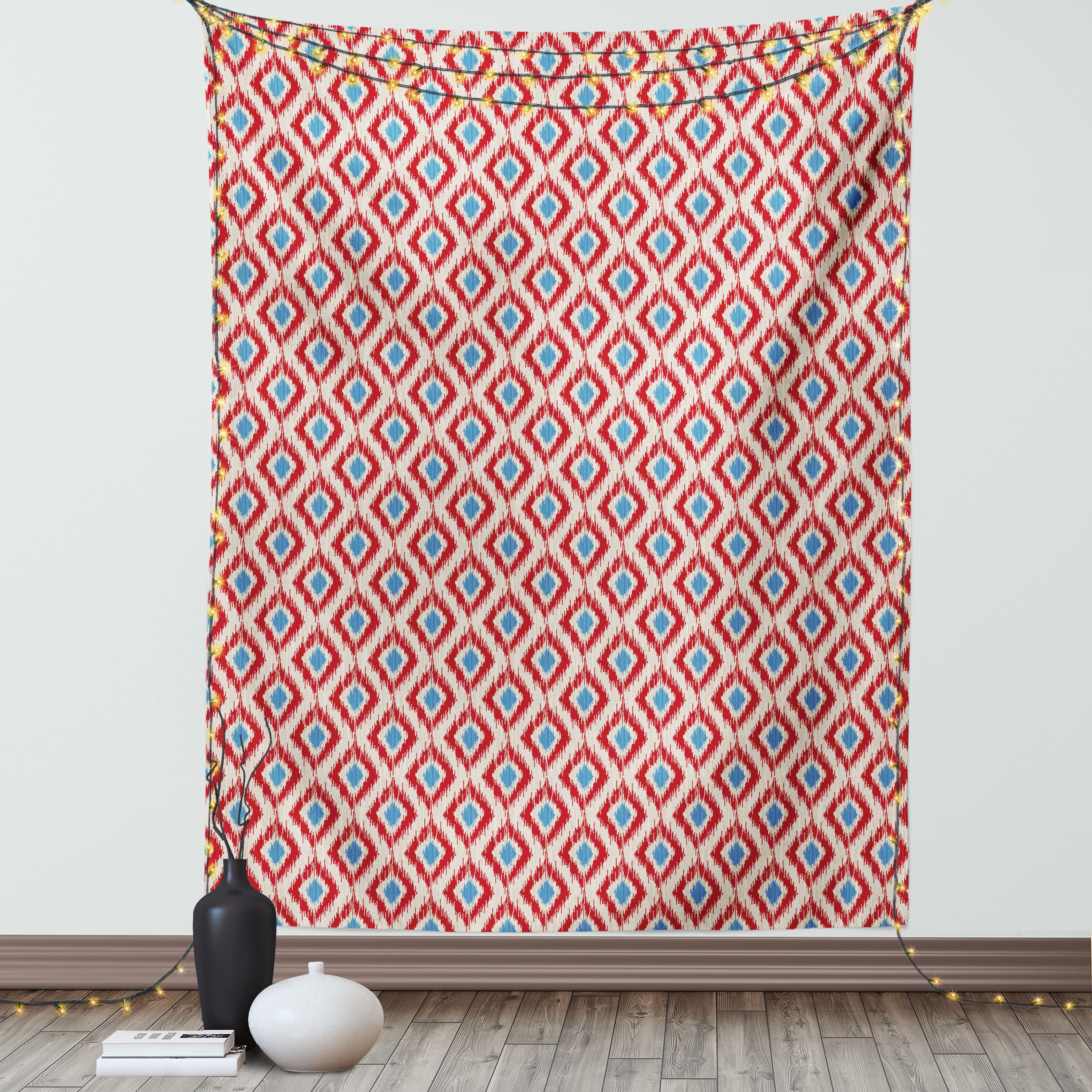 Ikat Tapestry, Revival Pattern Classical Diamond Line Pattern with ...