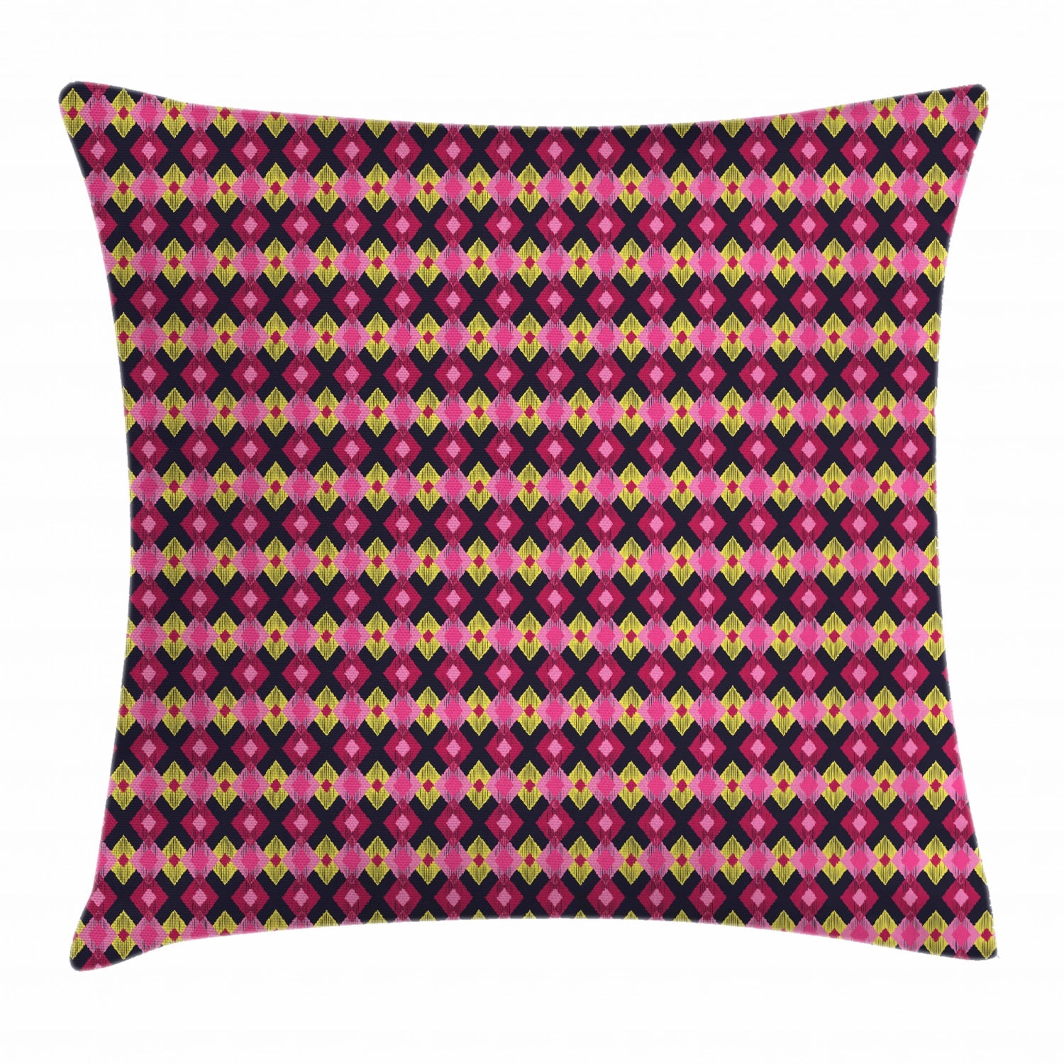 Ikat Throw Pillow Cushion Cover, Bohemian Style Sketchy Diamond Motifs ...