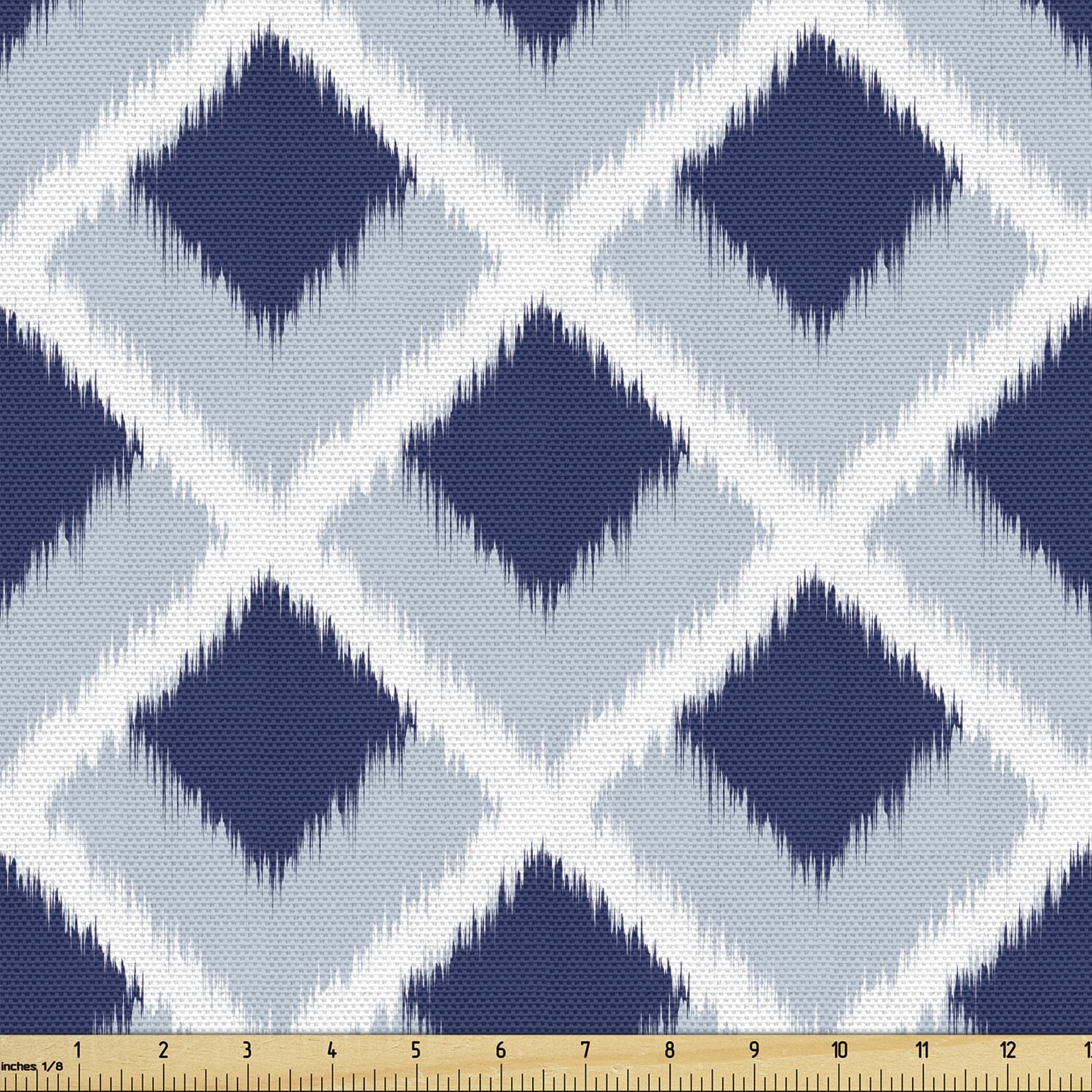 Ambesonne Ethnic Fabric by the Yard Upholstery, Blue Toned Ikat Modern ...
