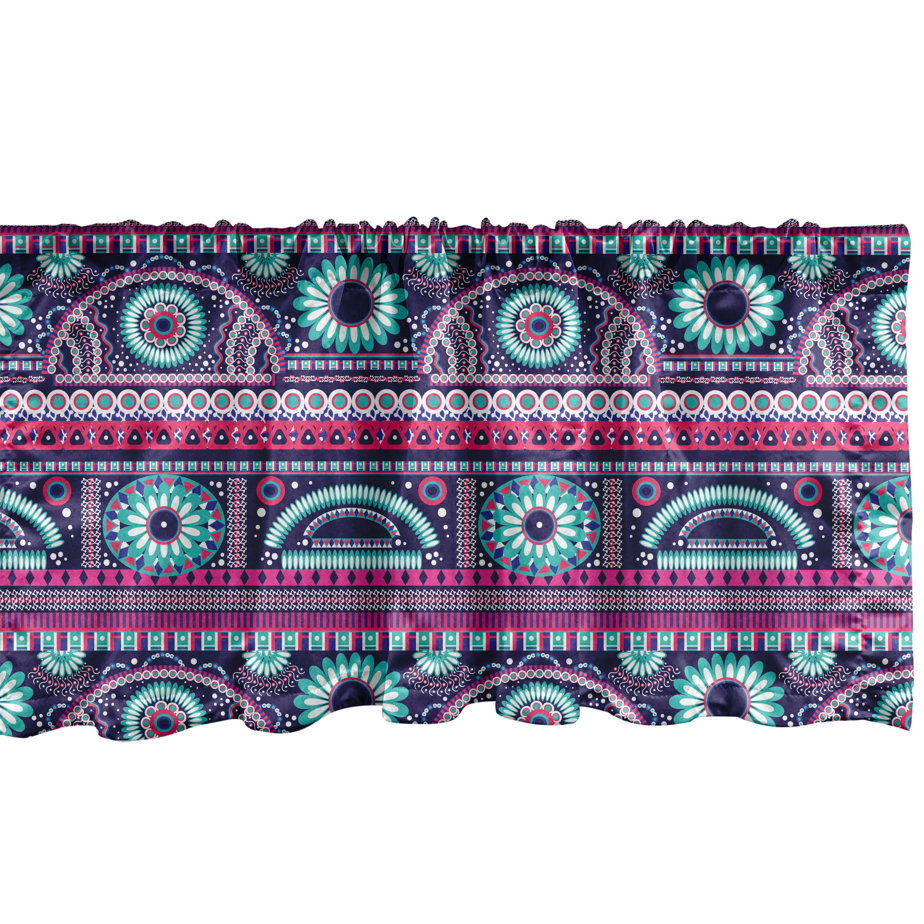 Ambesonne Ikat Valance Pack of 2, Ethnic Tribal Floral Art, 54"X12 ...