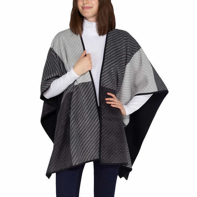 Ike Behar Womens Wrap With Sherpa One Size Color: Black/Gray - Walmart.com