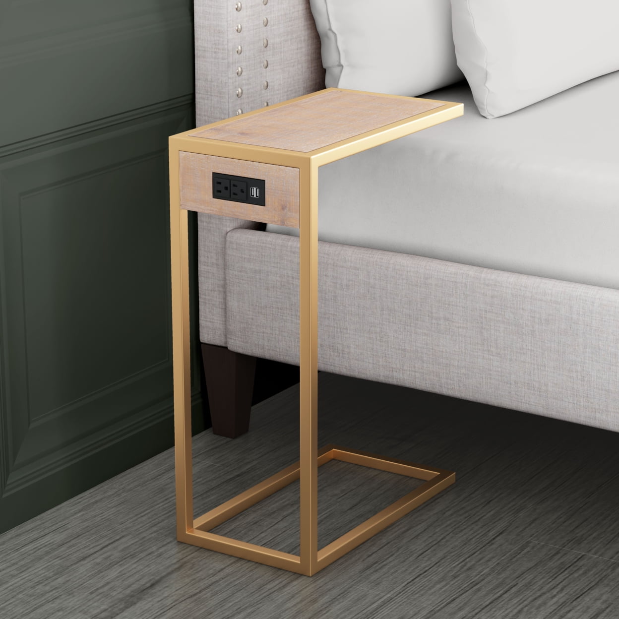 Ike Side Table Brown and Gold - Walmart.com