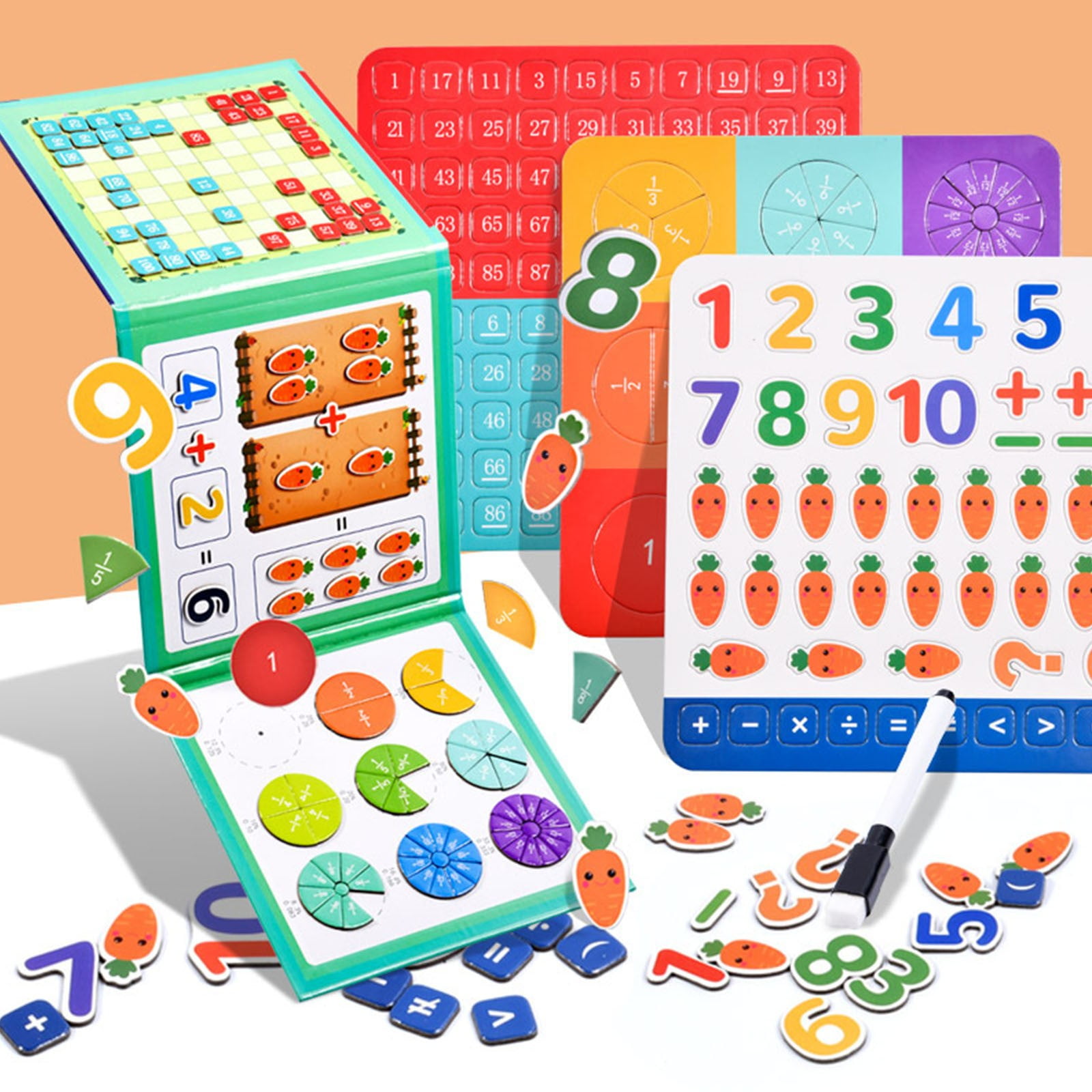 Ikeay 1-Pack Fraction Tiles And Fraction Circles Math Manipulatives ...