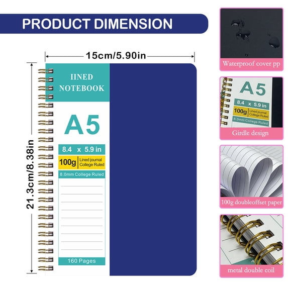 Ikeay A5 Lined Notebook, 5.9X8.38 Inches 70 Sheets 140 Pages ...