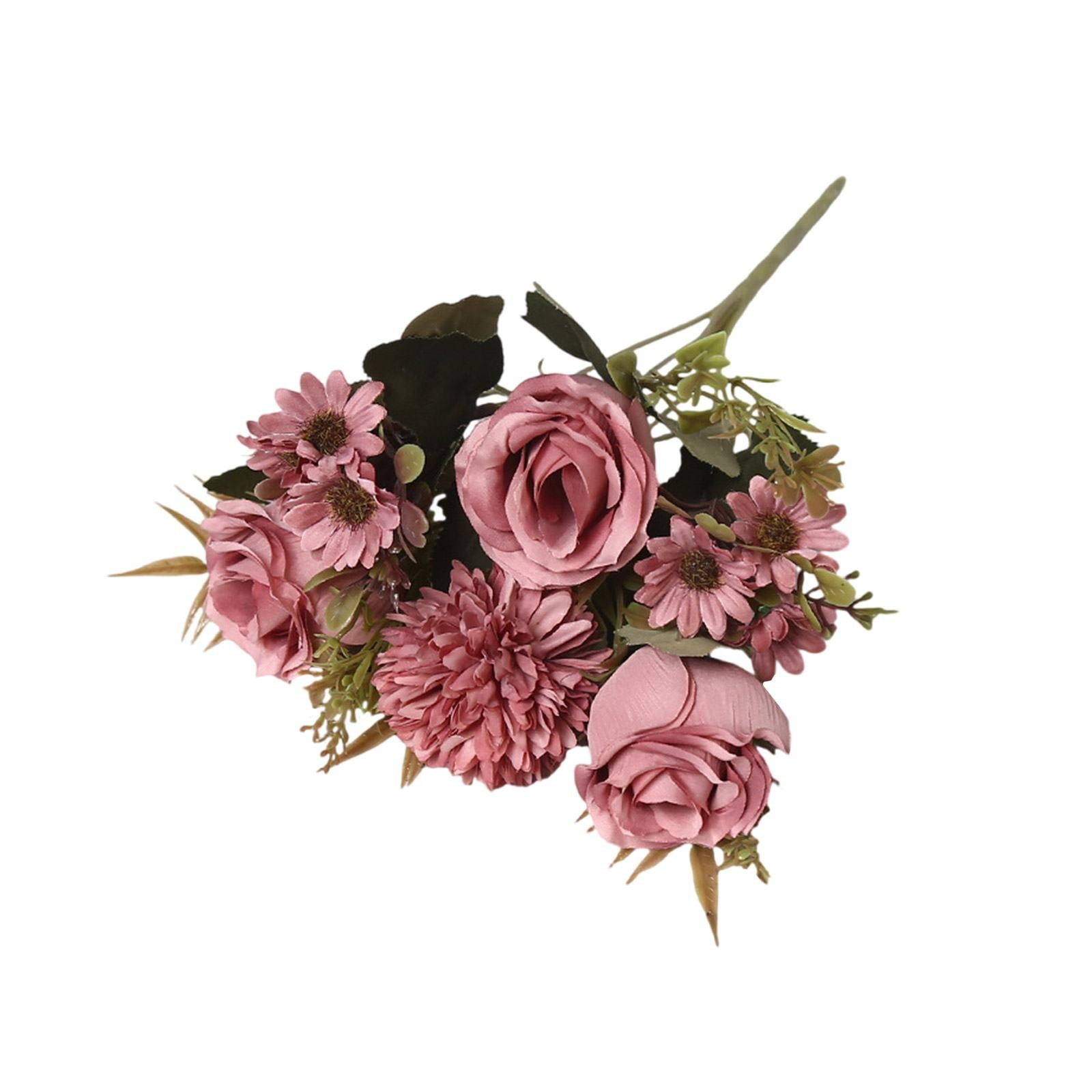 Ikeay Artificial European Roses Bouquet, Realistic Cloth Flowers for ...
