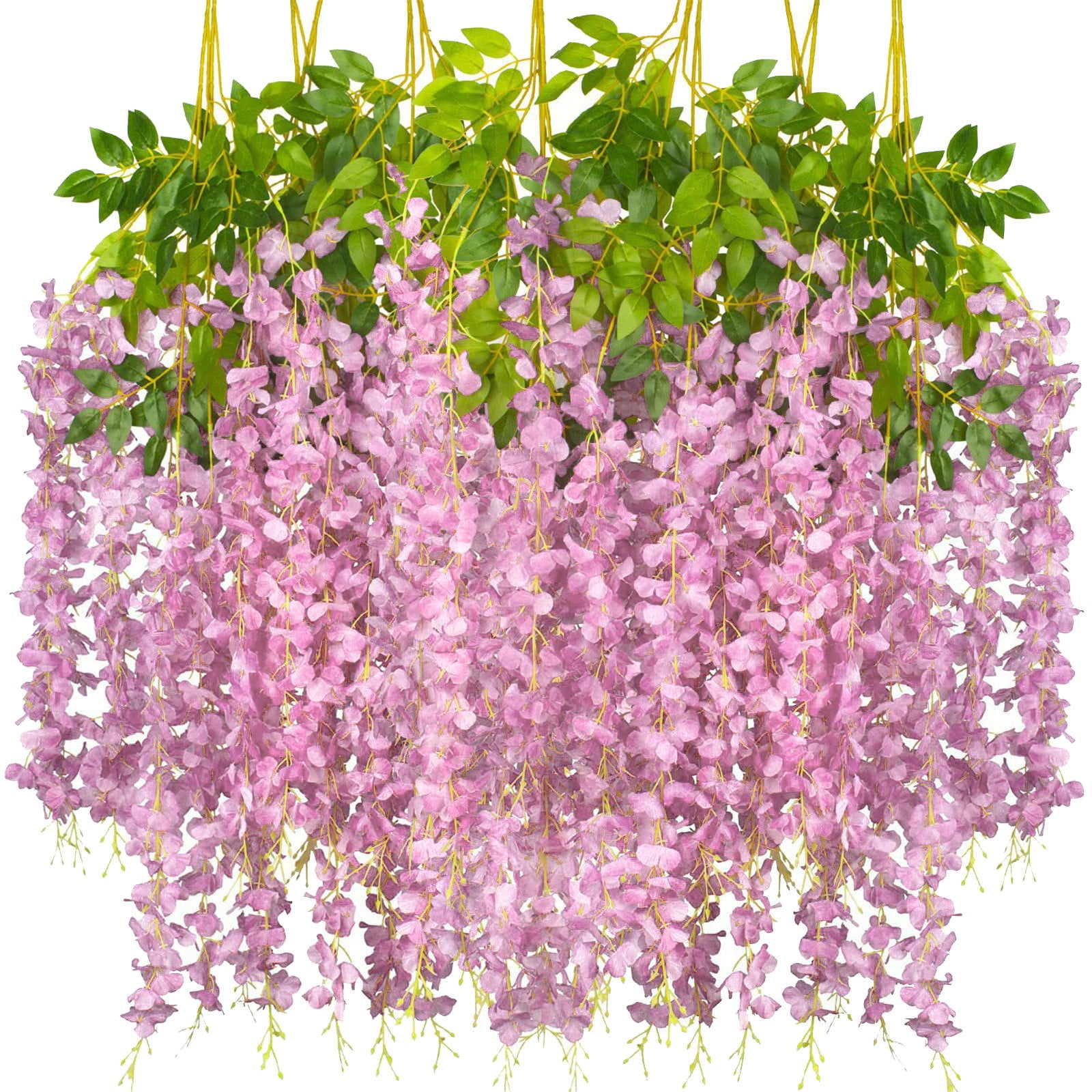 Ikeay Artificial Wisteria Vine Hanging Bush, 45 Inch Silk Flowers for ...