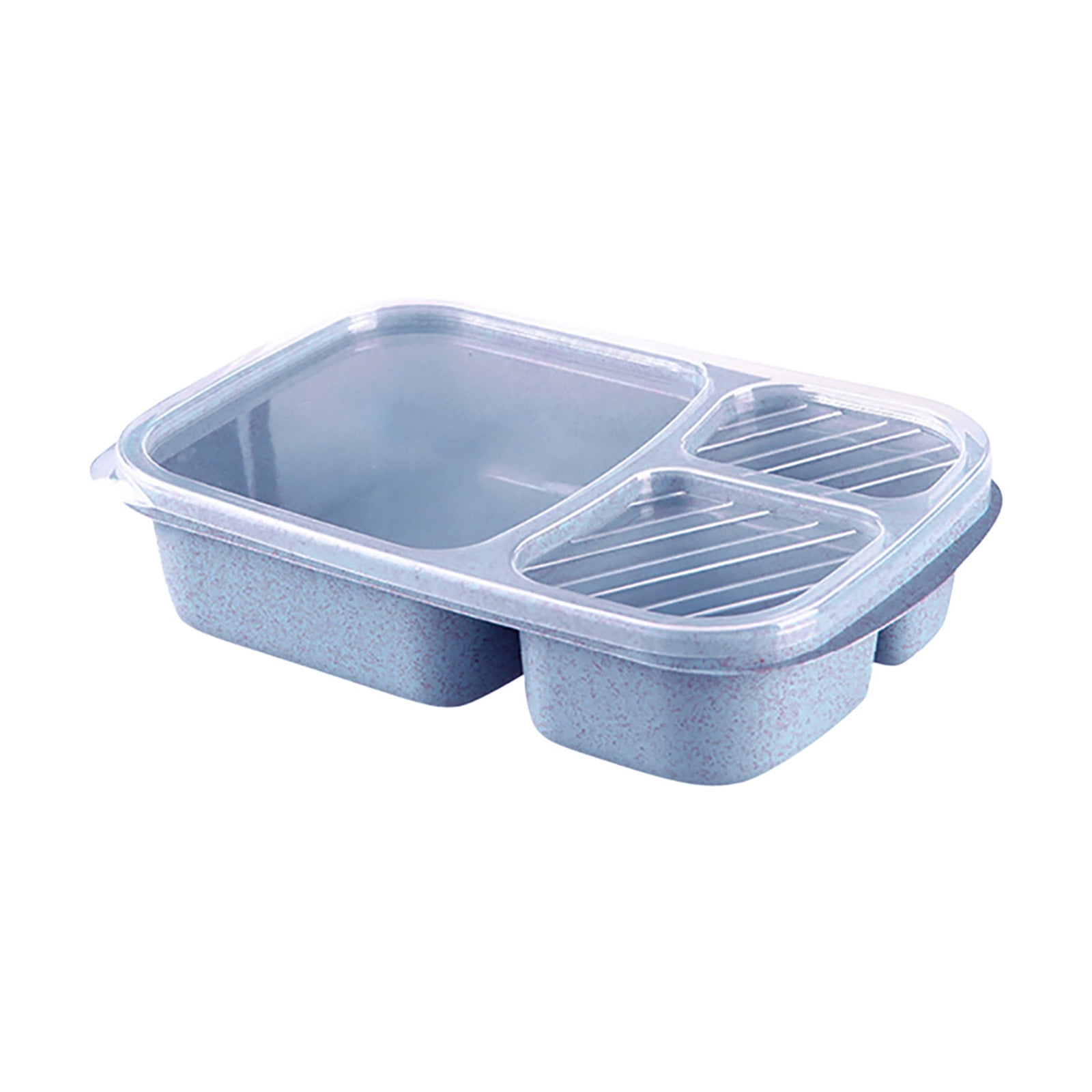 Ikeay Bento Box, Lunch Box Reusable 3-Compartment Plastic Divided Food ...
