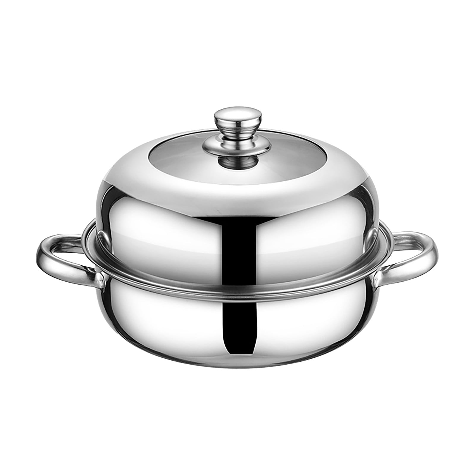 Ikeay Double-Layer Steamer, Stainless Steel Hot Pot Double Boiler 28Cm ...