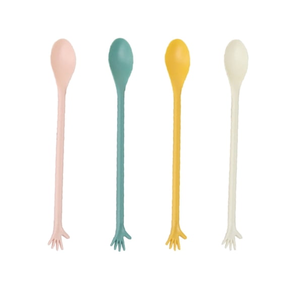 Ikeay Long Handle Mixing Spoons Set of 4 - 20.5Cm Plastic Stirring ...