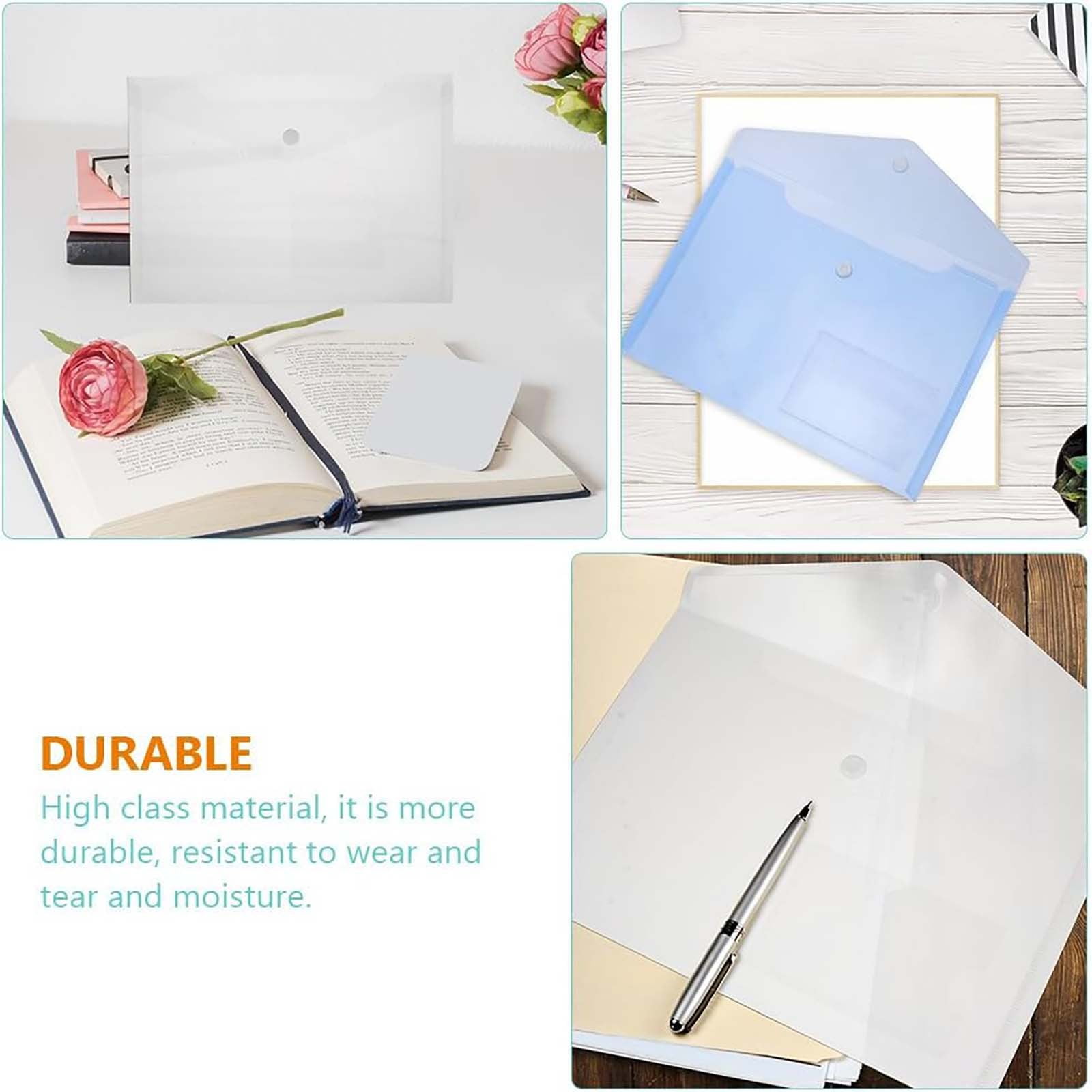 Ikeay Plastic File Folders with Labeled Pockets, Transparent Envelopes ...