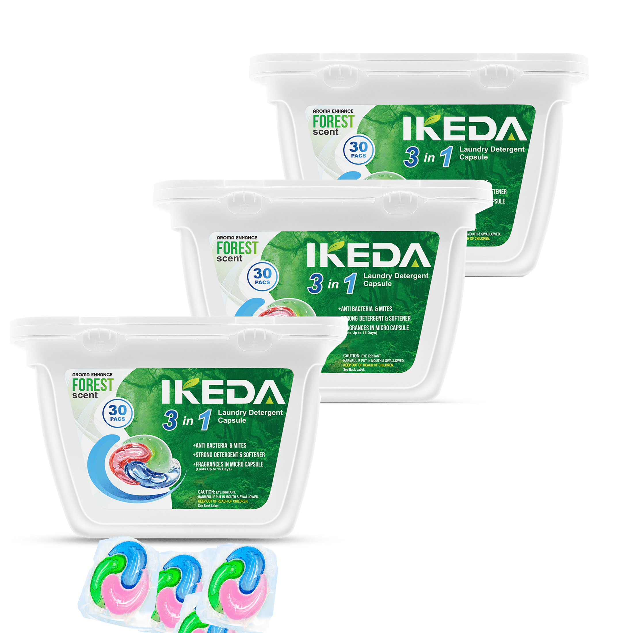 Ikeda scents Laundry Detergent Pods, 90pcs Power 3-in-1 Stain Remover ...