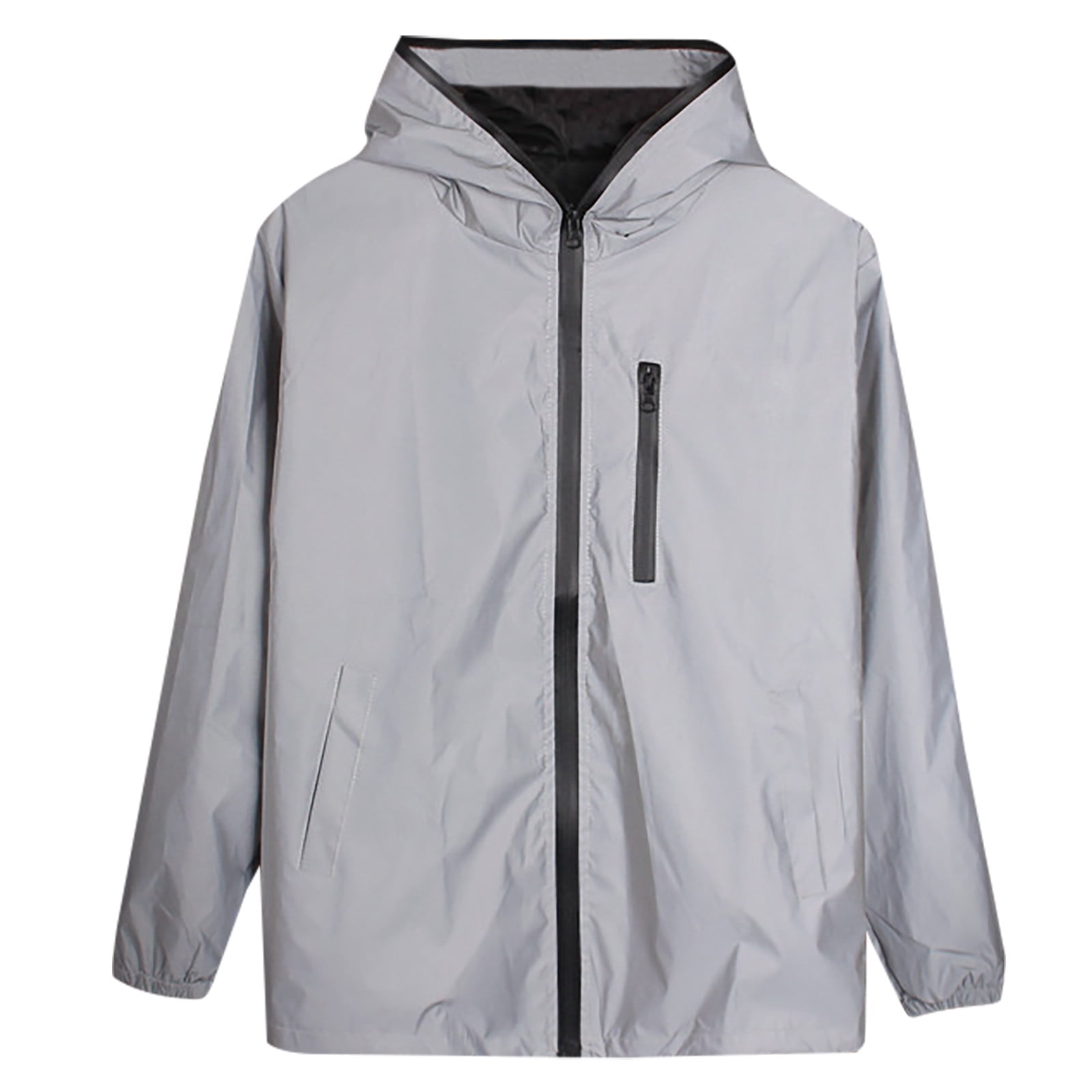 Ikevan Men Casual Solid Luminous Assault Windbreaker Reflective Zipper ...