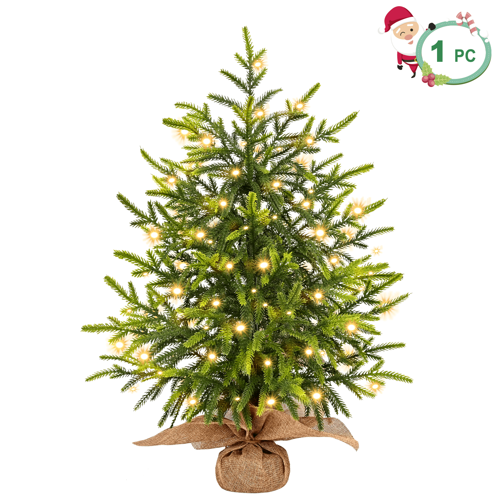 Ikfashoni 24" Pre-lit Tabletop Christmas Tree,Artificial Cypress ...
