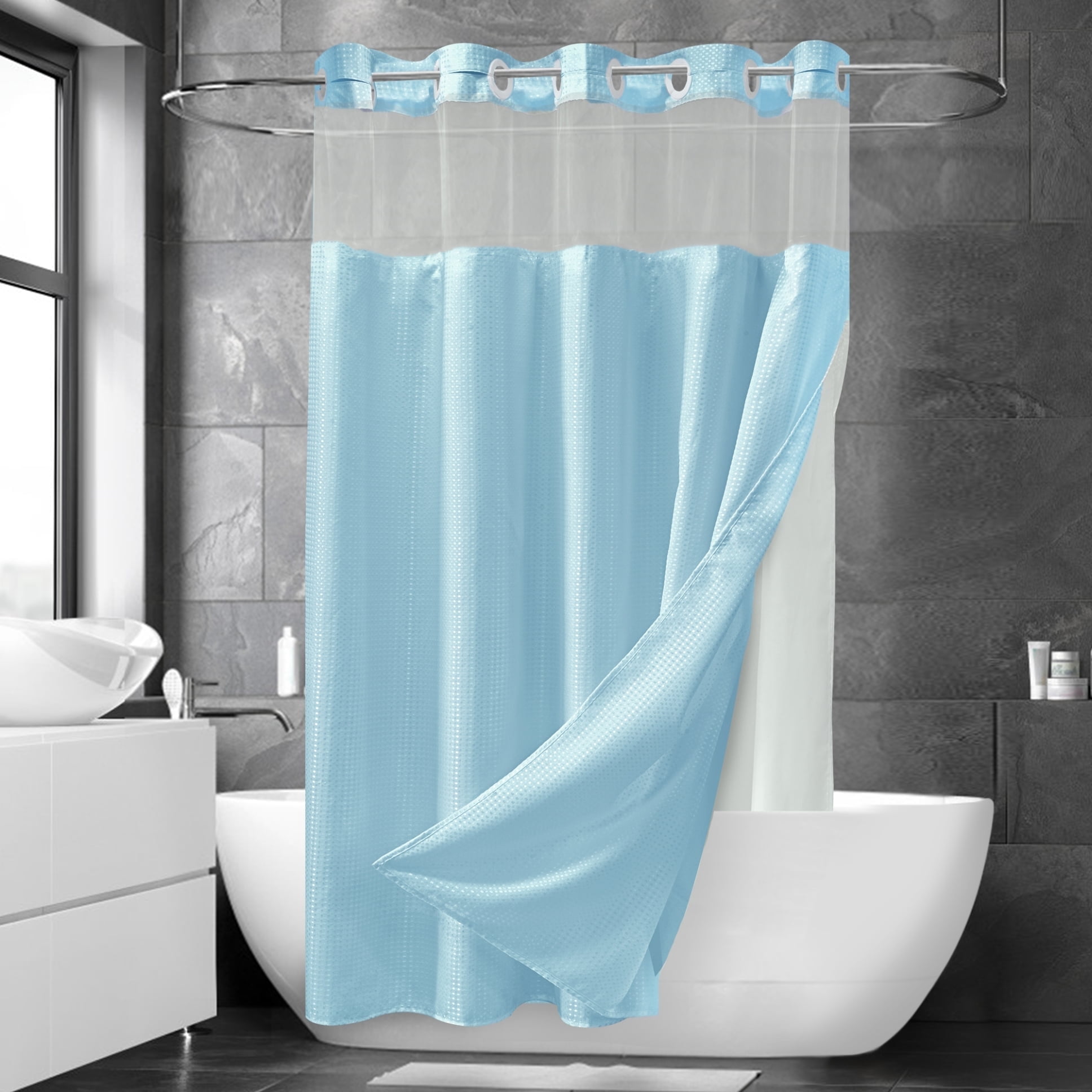 Blue Hookless Shower Curtain