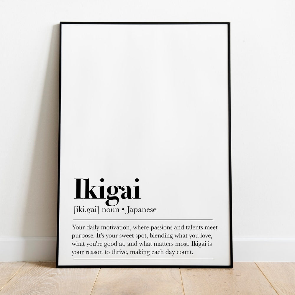 Ikigai Definition Print, Ikigai Wall Art, Ikigai Print, Ikigai Art ...
