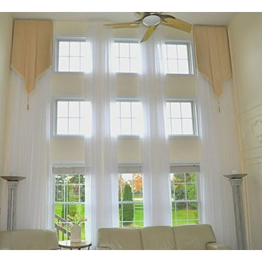 DriftAway Extra Long Linen Sheer Curtains 2 Panels 2 Story House Tall ...