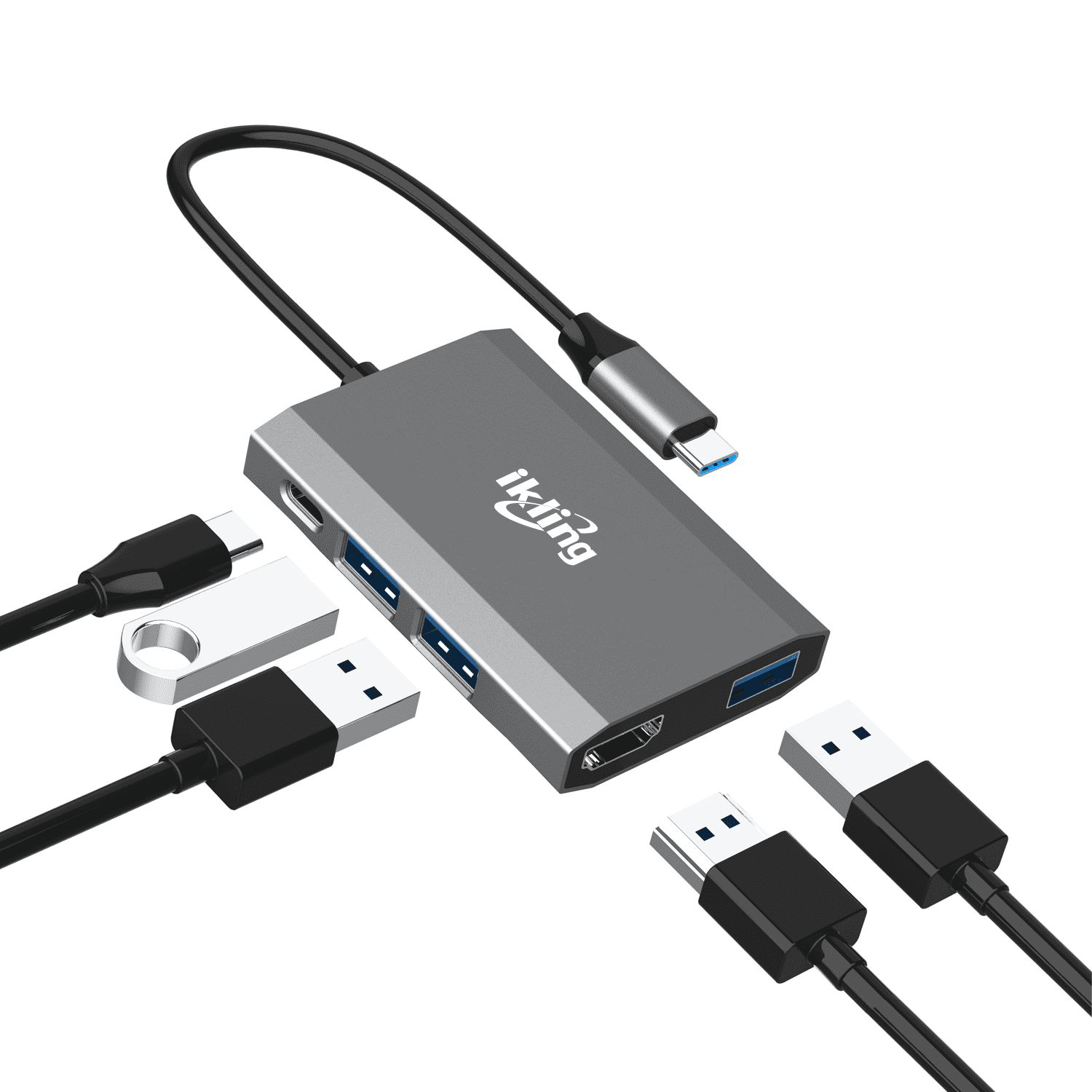 Ikling Universal USB C Multiport Hub, 5 in 1 USB-C Splitter for Macbook ...