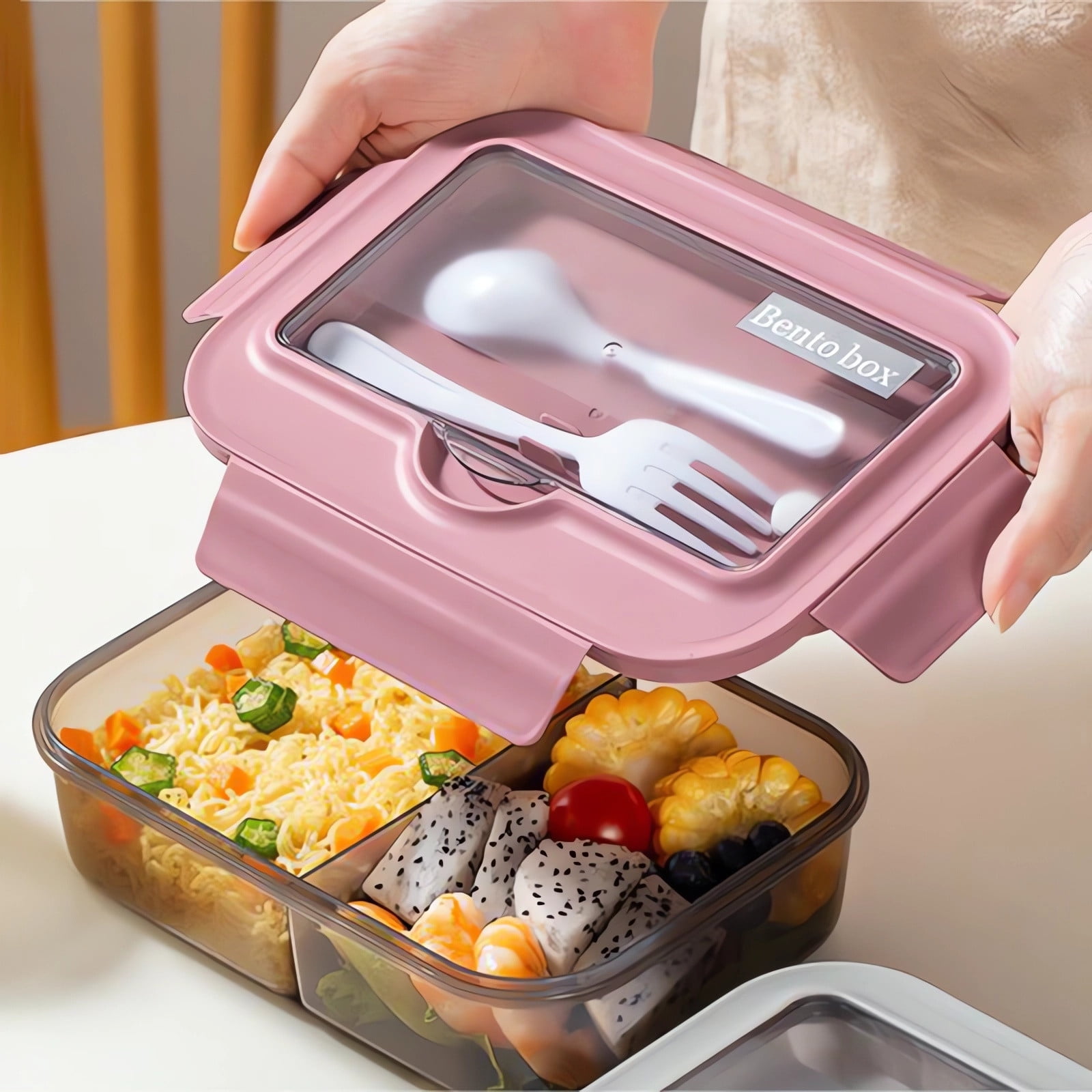 Ikohbadg 1000ml Leak-Proof Bento Lunch Box with Utensils, Microwave & Dishwasher Safe, BPA-Free ...