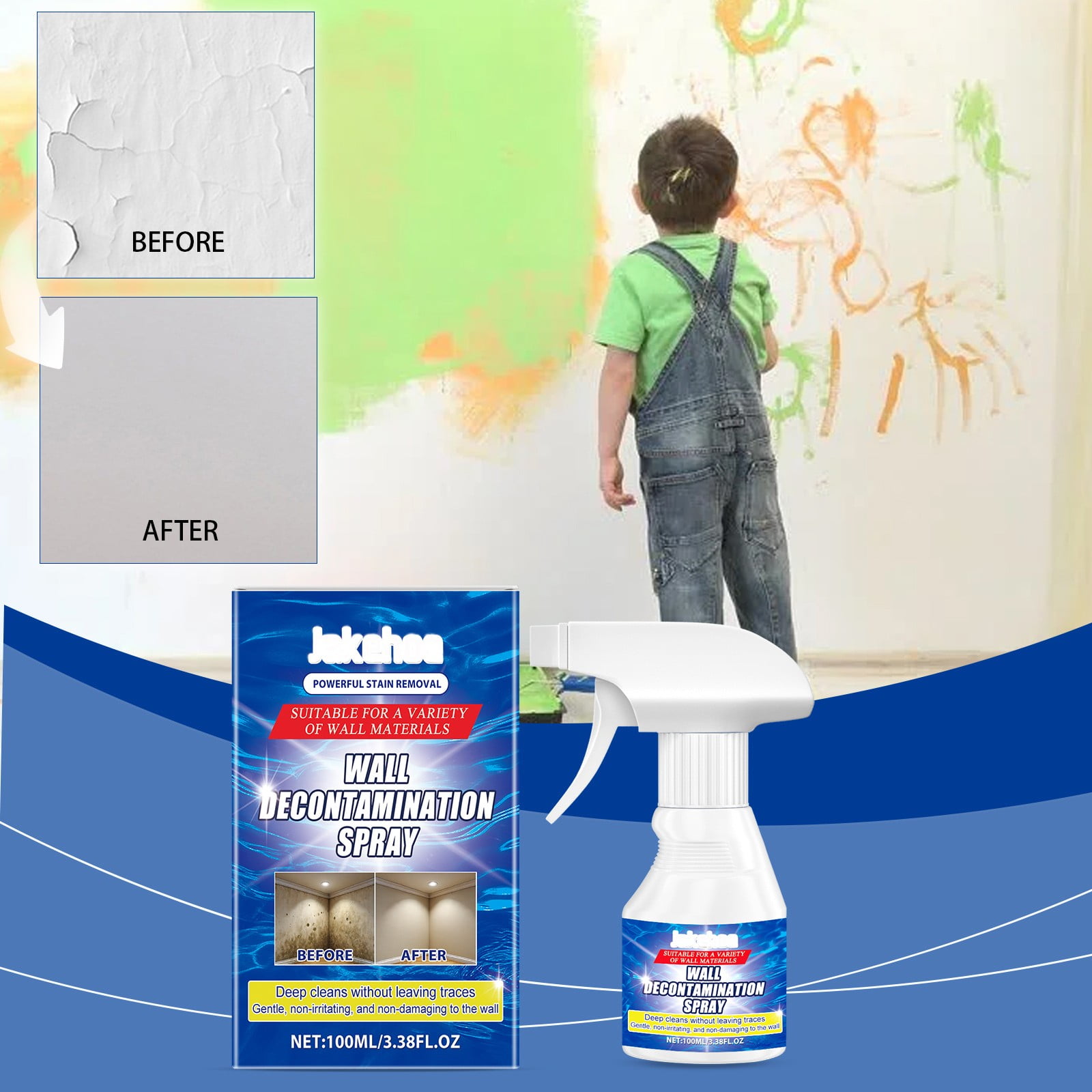 Ikohbadg 100ml Wall Stain Remover Spray, Powerful Bathroom Cleaner for ...
