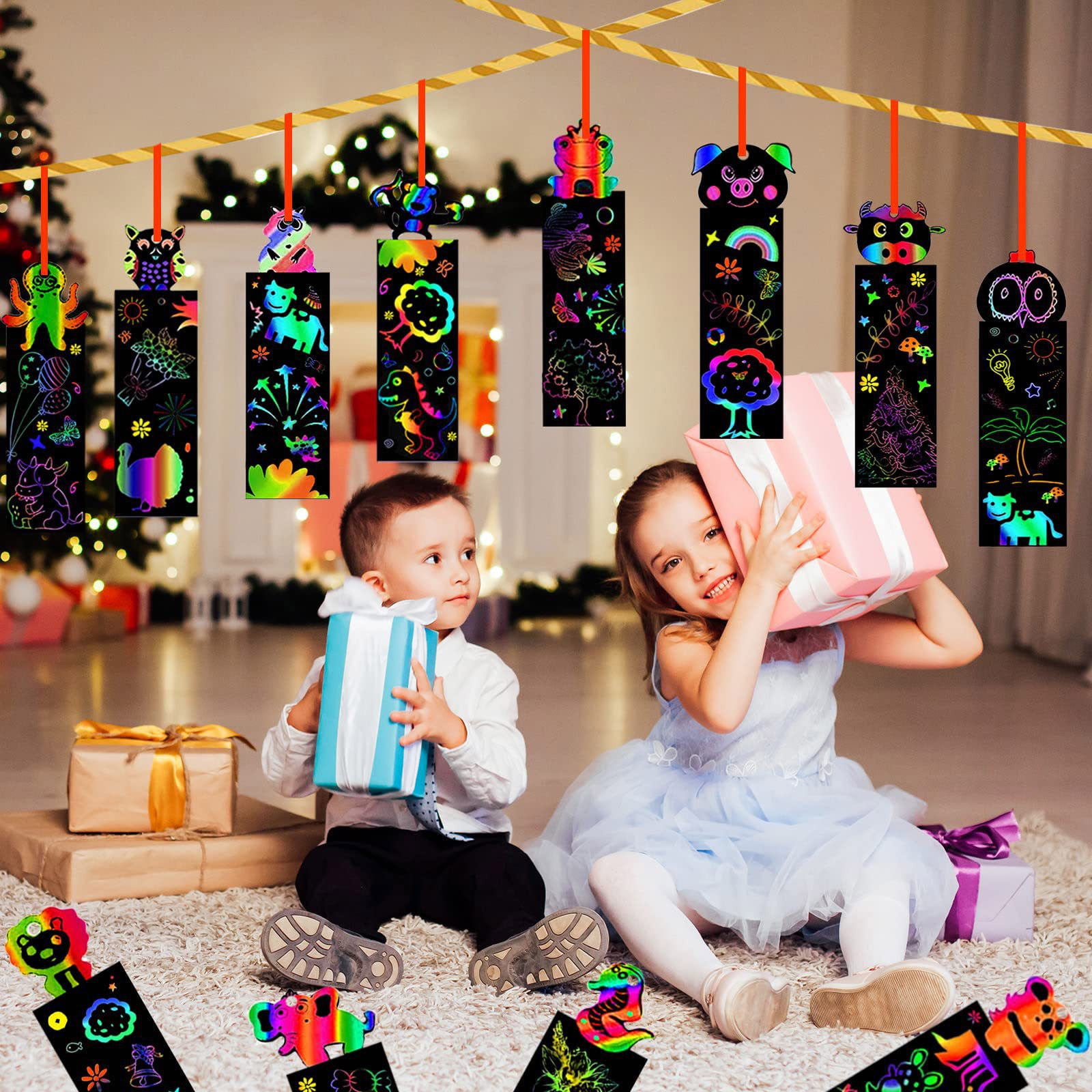 Ikohbadg 12 Pcs Animal Scratch Bookmarks Scratch DIY Hang Tags Party ...