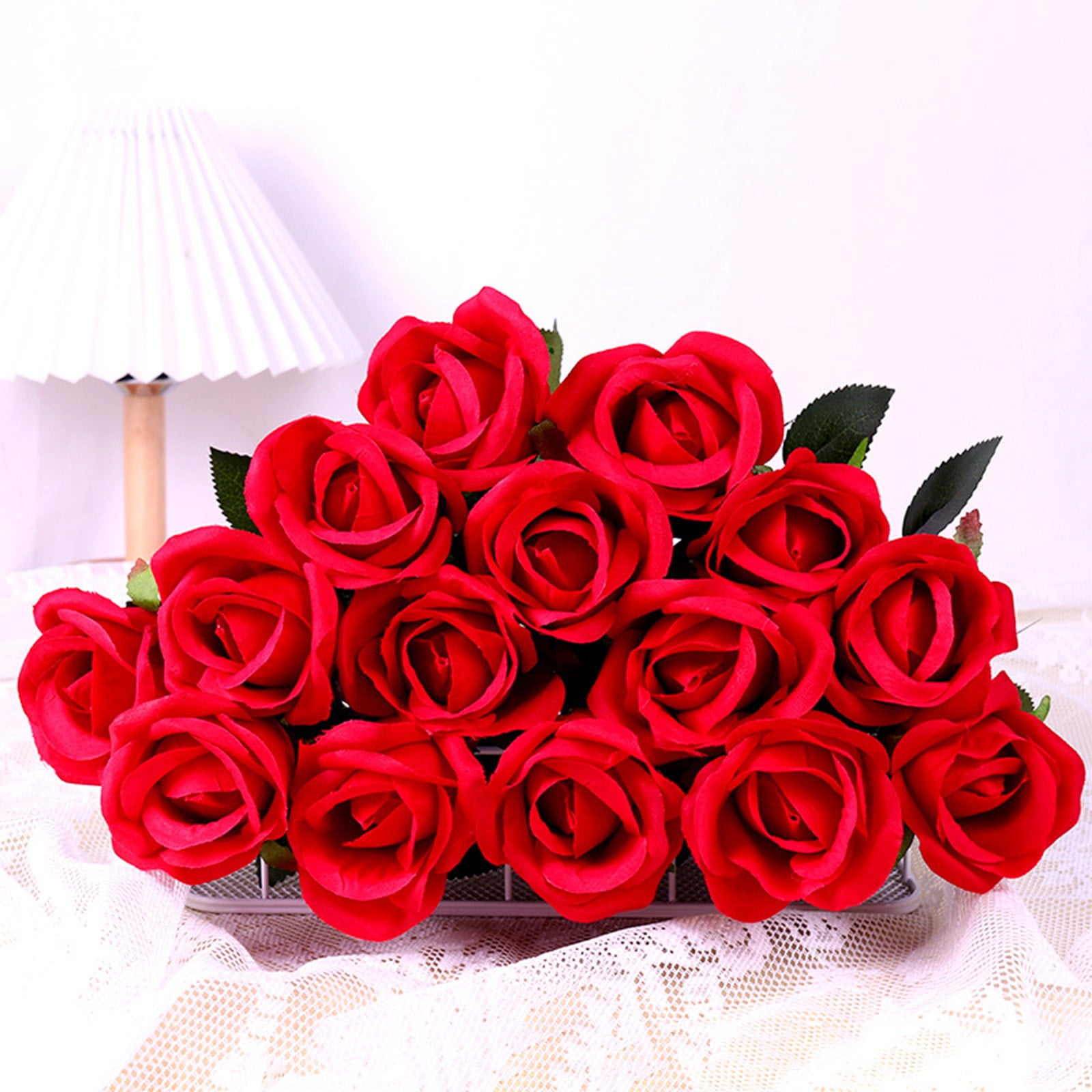 Ikohbadg 15 Pcs Rose Artificial Flowers with Long Stem Realistic Silk ...