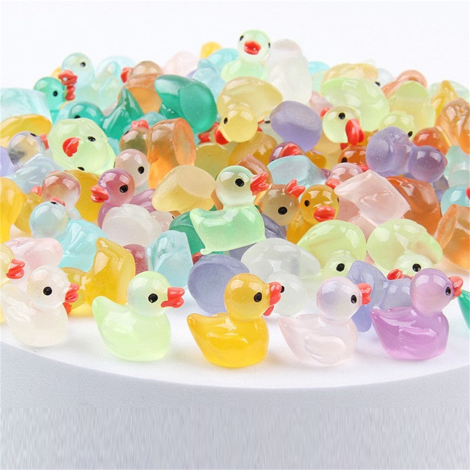Ikohbadg 20 Pcs Luminous Mini Resin Ducks Tiny Glow in The Dark Duck ...