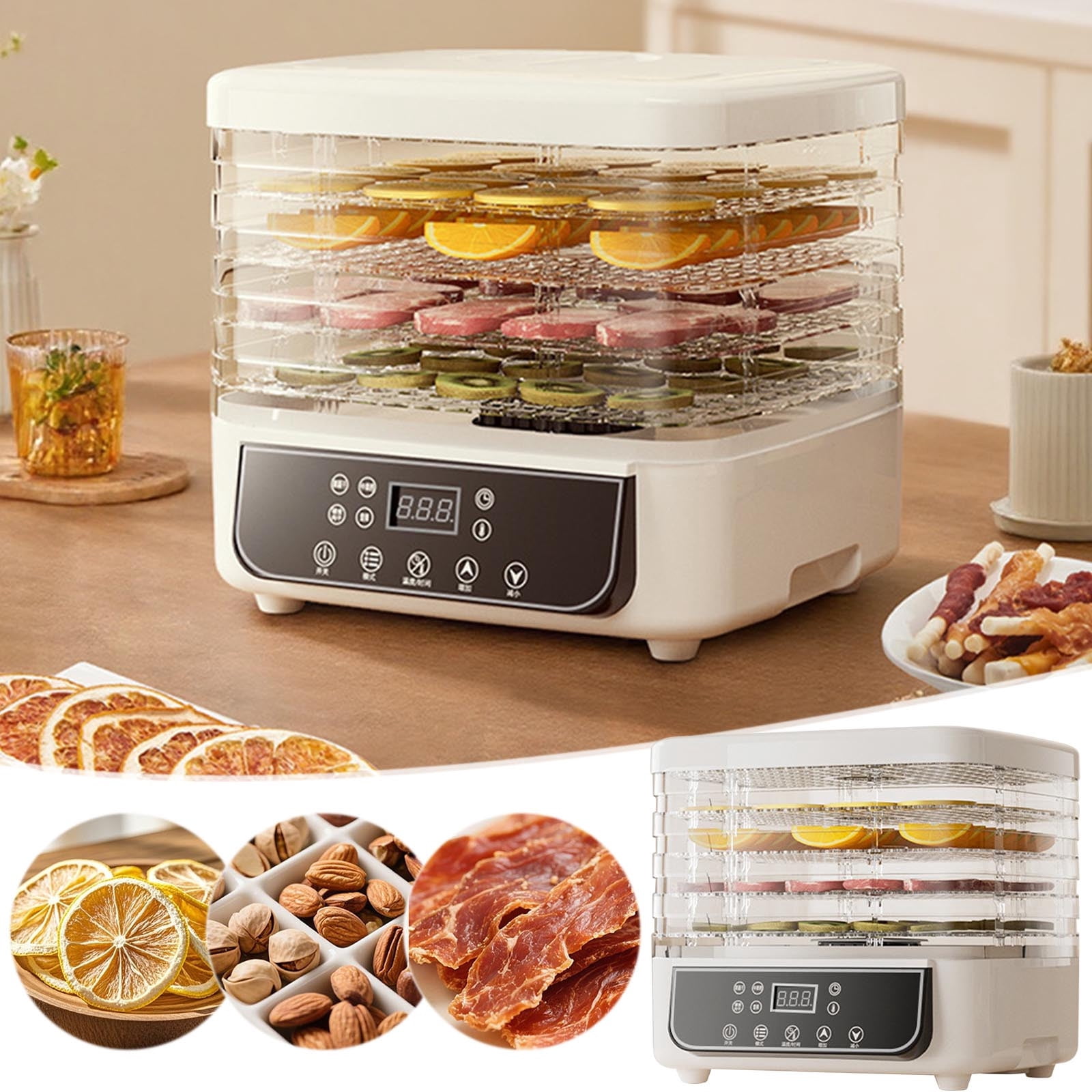 Ikohbadg 2025 Digital Food Dehydrator, Home Food Dryer with 5 Trays ...