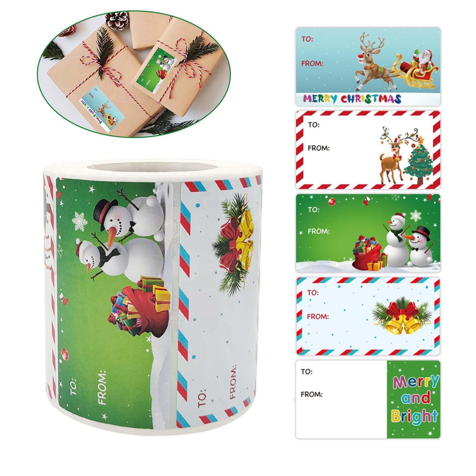 Ikohbadg 500pcs Christmas Gift Tag Stickers - Self Adhesive Santa ...