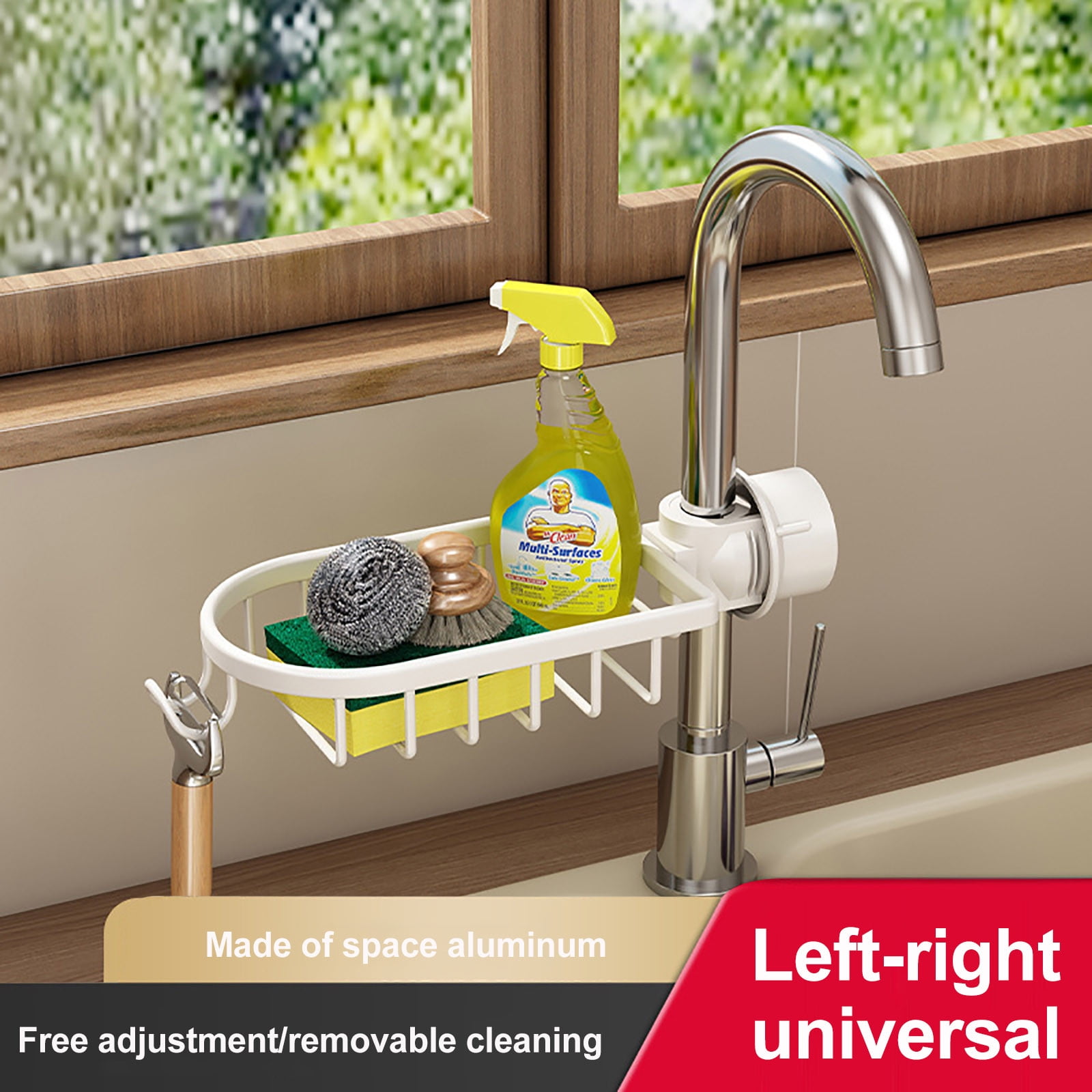 Ikohbadg Adjustable Kitchen Sink Faucet Storage Rack, Space Aluminum ...