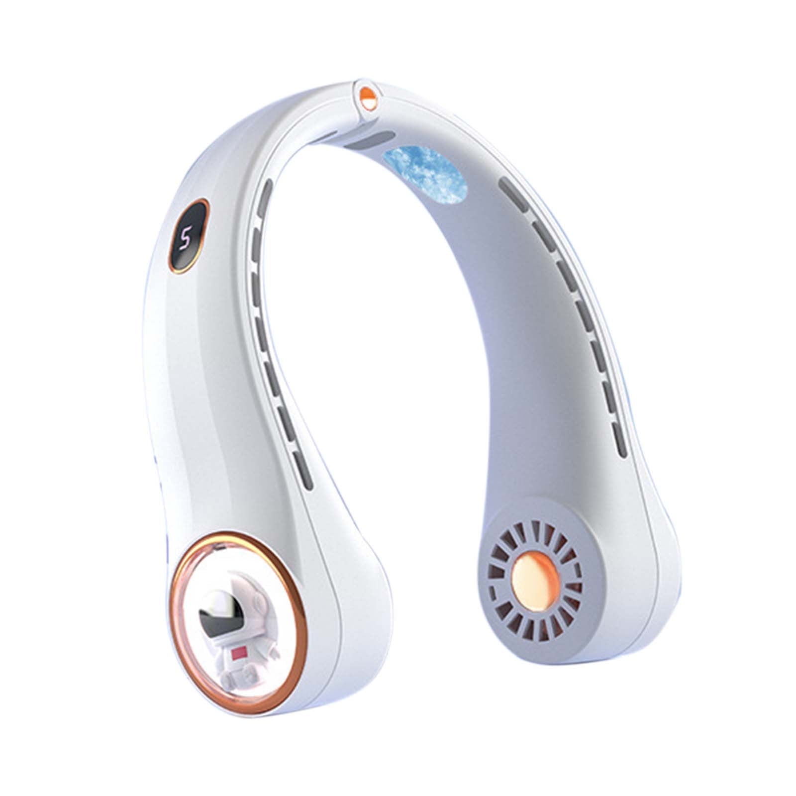 Ikohbadg Adjustable White Portable Necklace Fan with Soft Silicone, USB ...