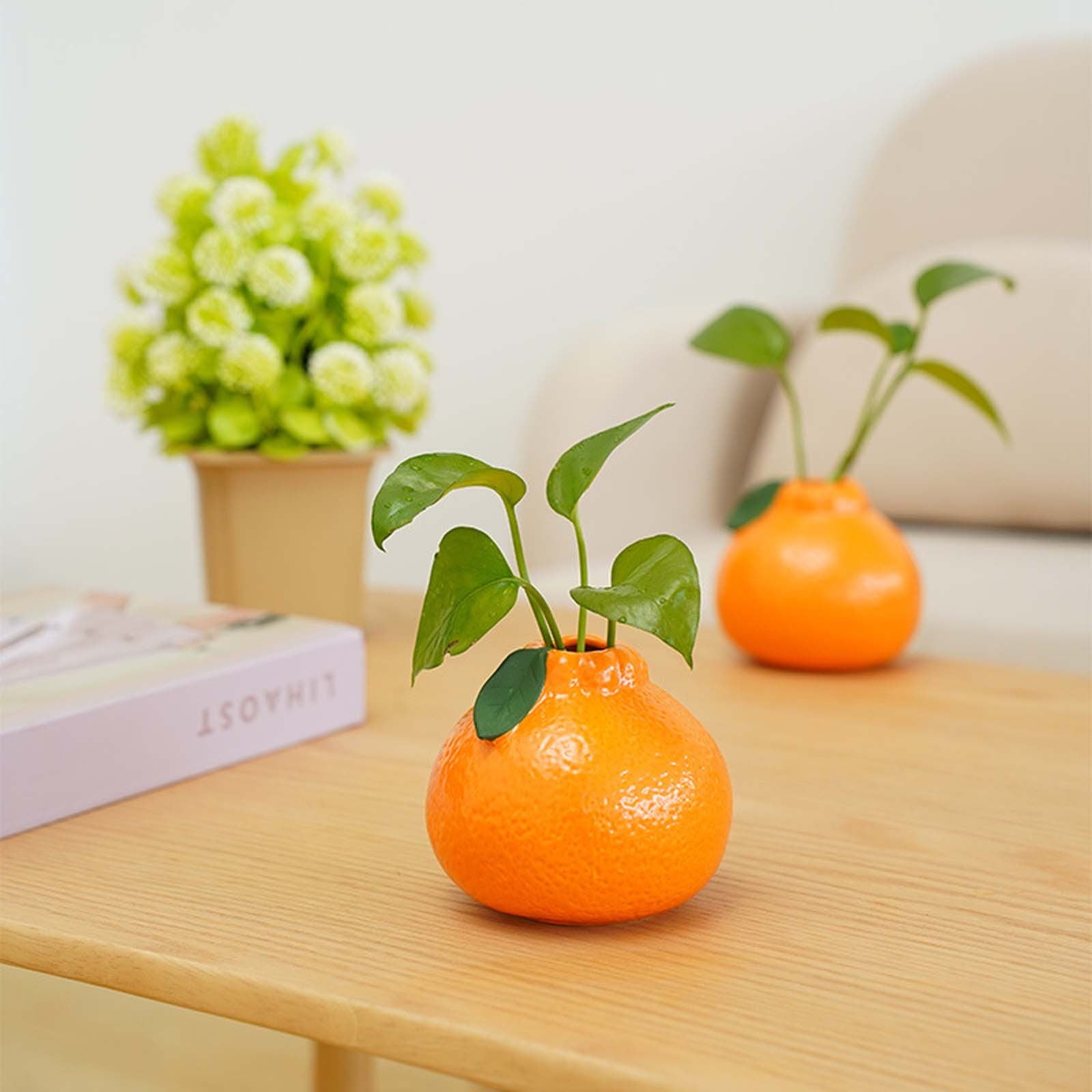 Ikohbadg Ceramic Orange Vases, Small Orange Fruit Vase Decoration, Vase ...