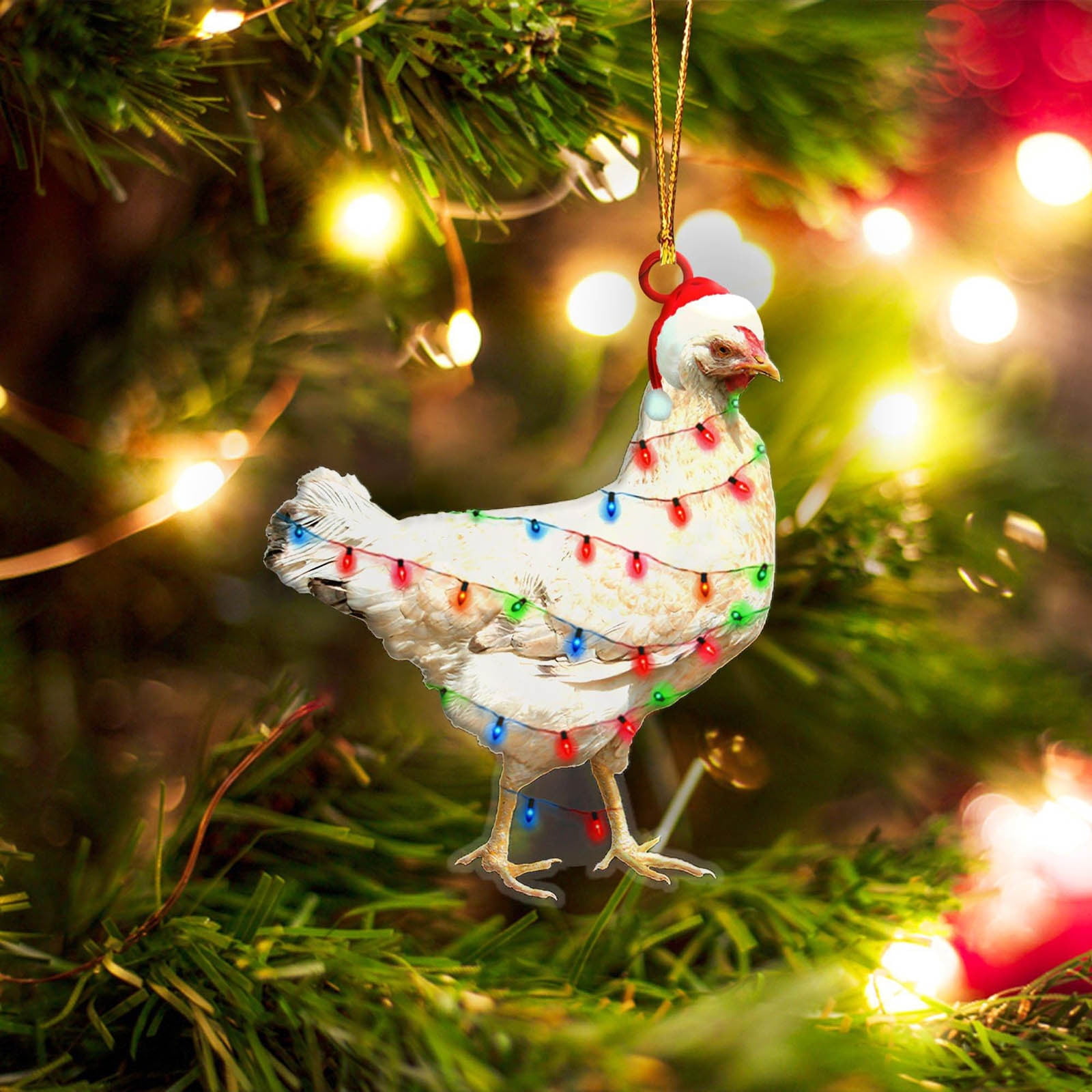 Ikohbadg Christmas Tree Ornaments Chicken Christmas Rooster Hens Wooden ...