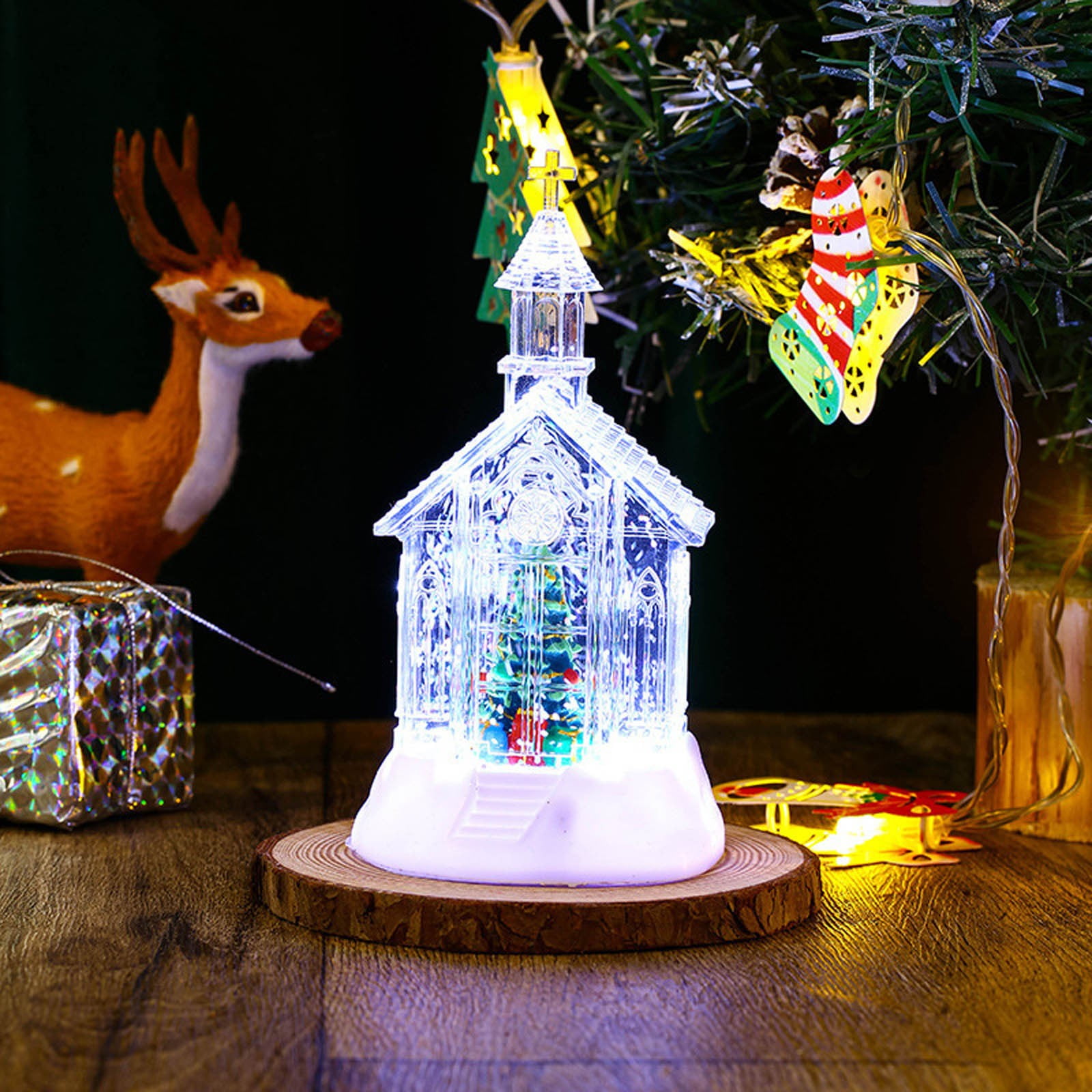 kohbadg Luminous Snowy Lamp Night Light Christmas Snow Globe - Walmart.com